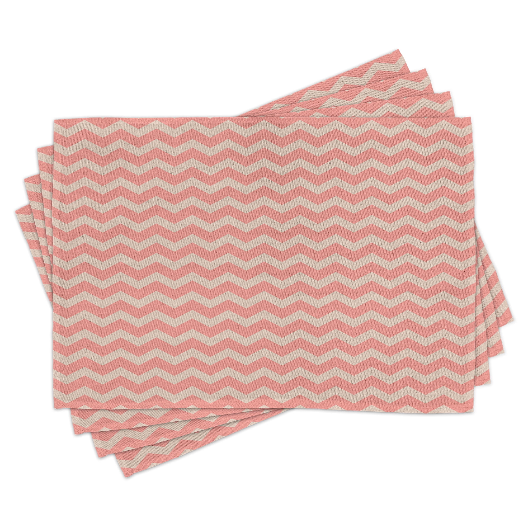 Ambesonne Peach Place Mats Set of 4, Chevron Zigzag Vintage, Standard ...