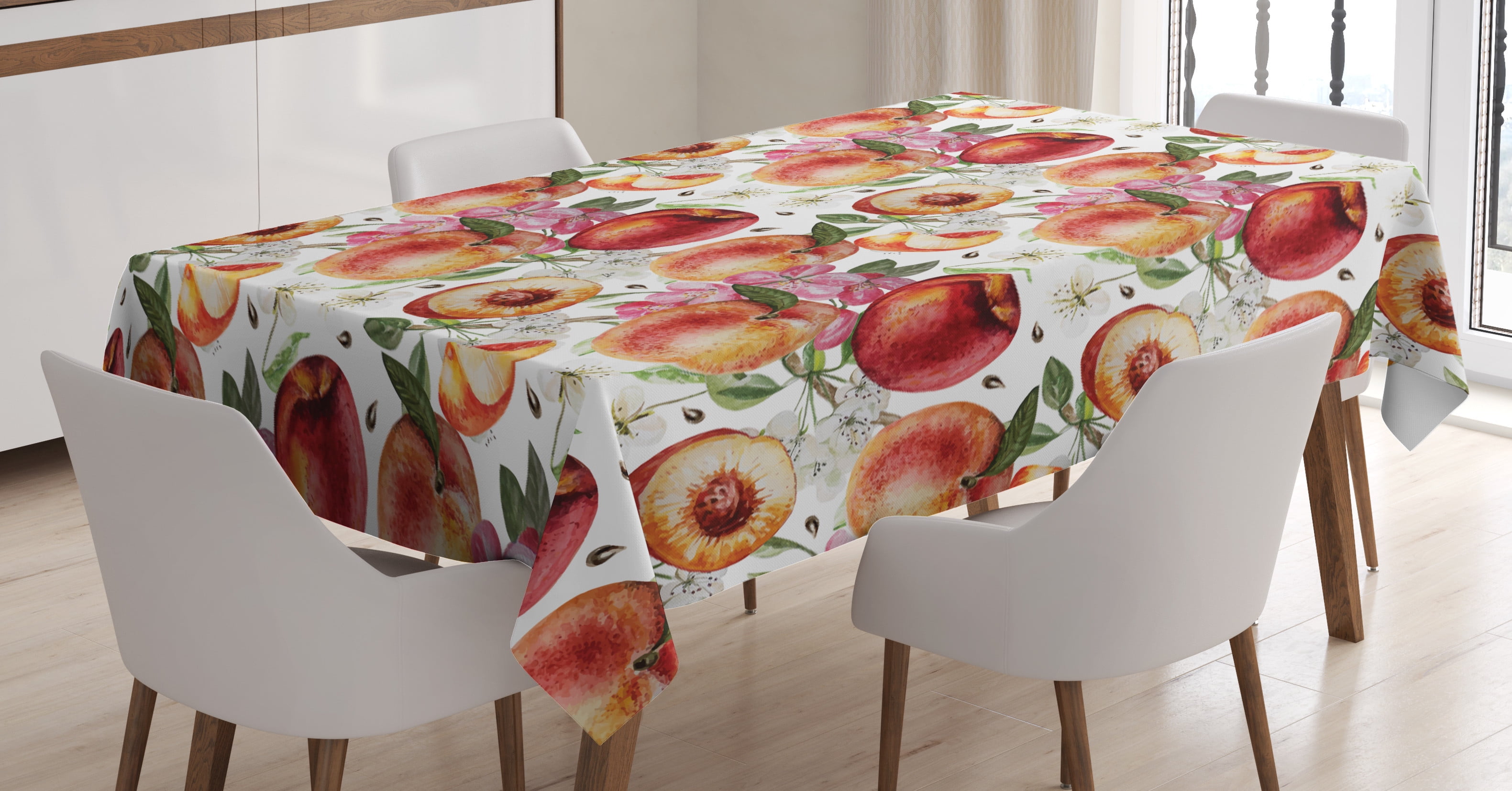 Ambesonne Peach Tablecloth Rectangular Table Cover, Exotic Lively ...
