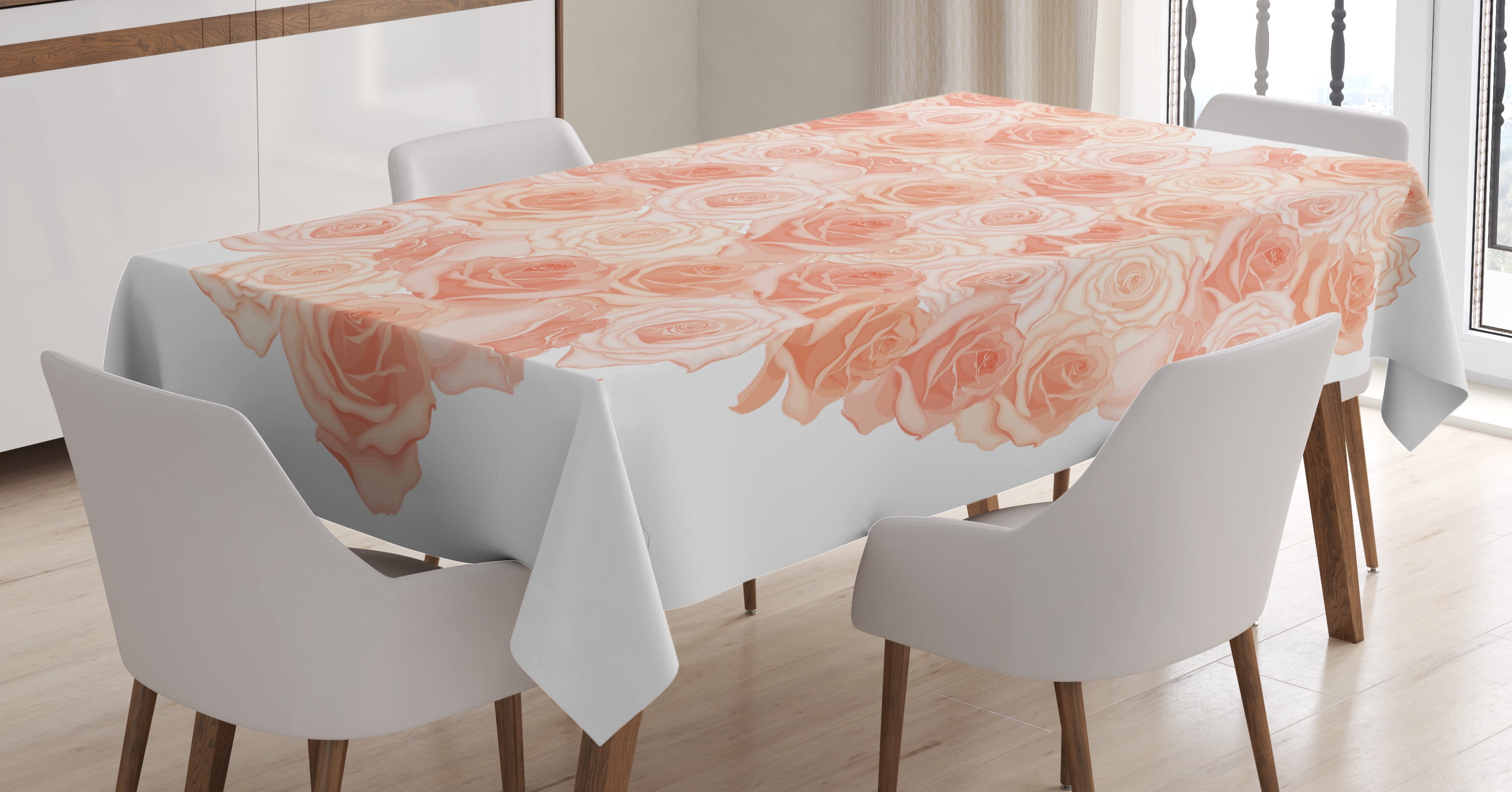 Ambesonne Peach Tablecloth Rectangular Table Cover, Heart Shaped ...