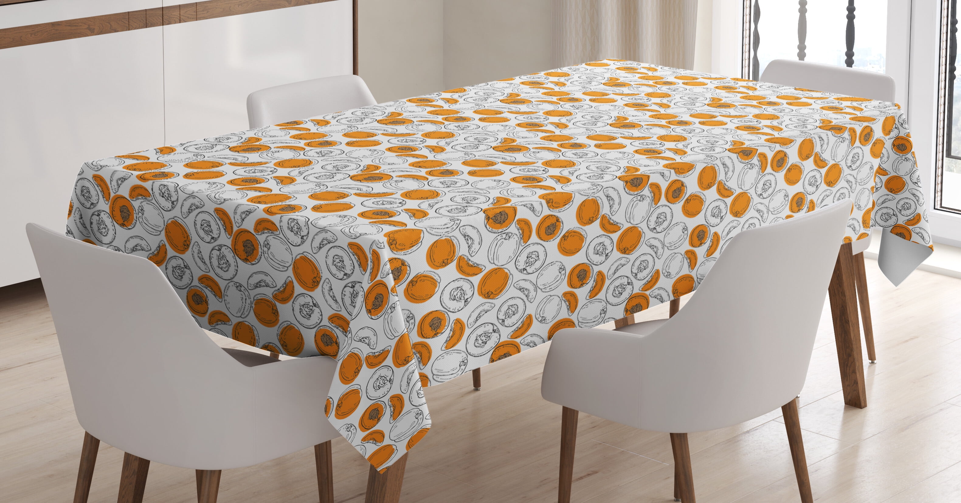Ambesonne Peach Tablecloth Rectangular Table Cover, Silhouette Juicy ...
