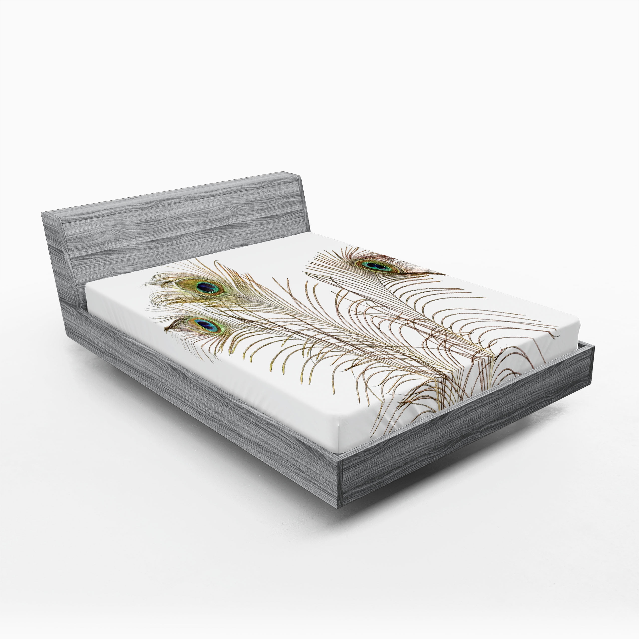 Ambesonne Peacock Fitted Sheet, Turquoise Minimalistic, King Size ...