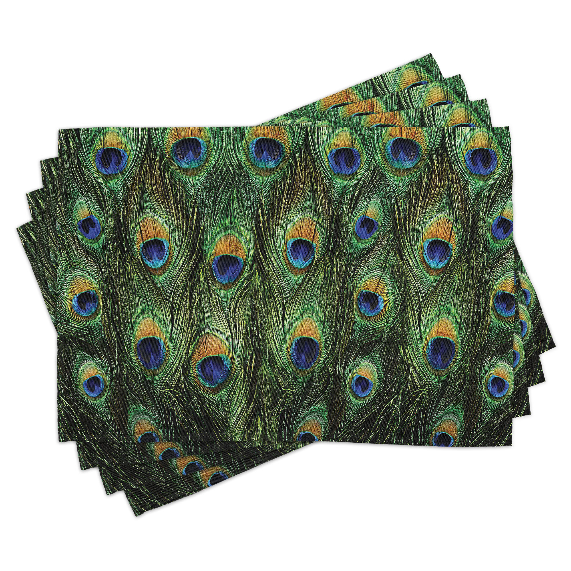 Ambesonne Peacock Place Mats Set of 4, Exotic Animal Feathers, Standard ...
