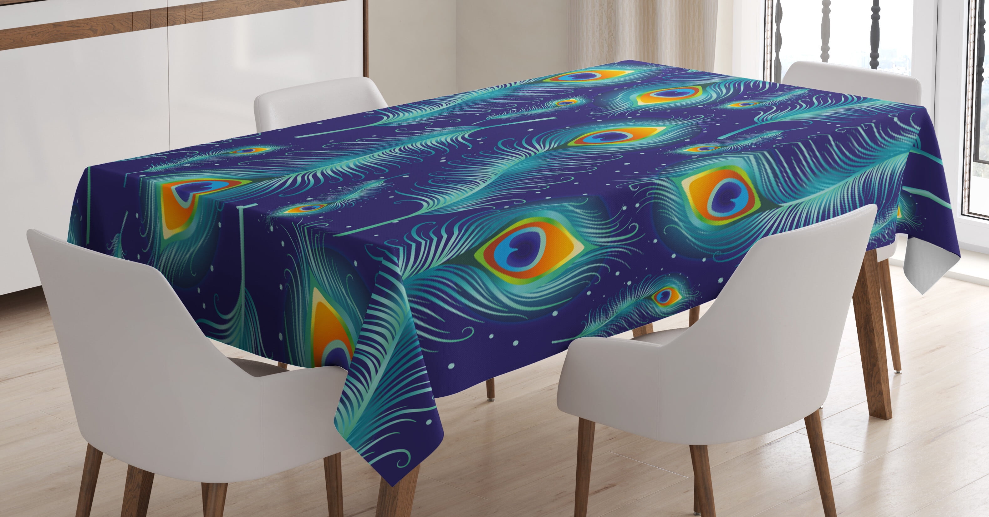 Ambesonne Peacock Tablecloth Rectangular Table Cover, Peacock Bird ...
