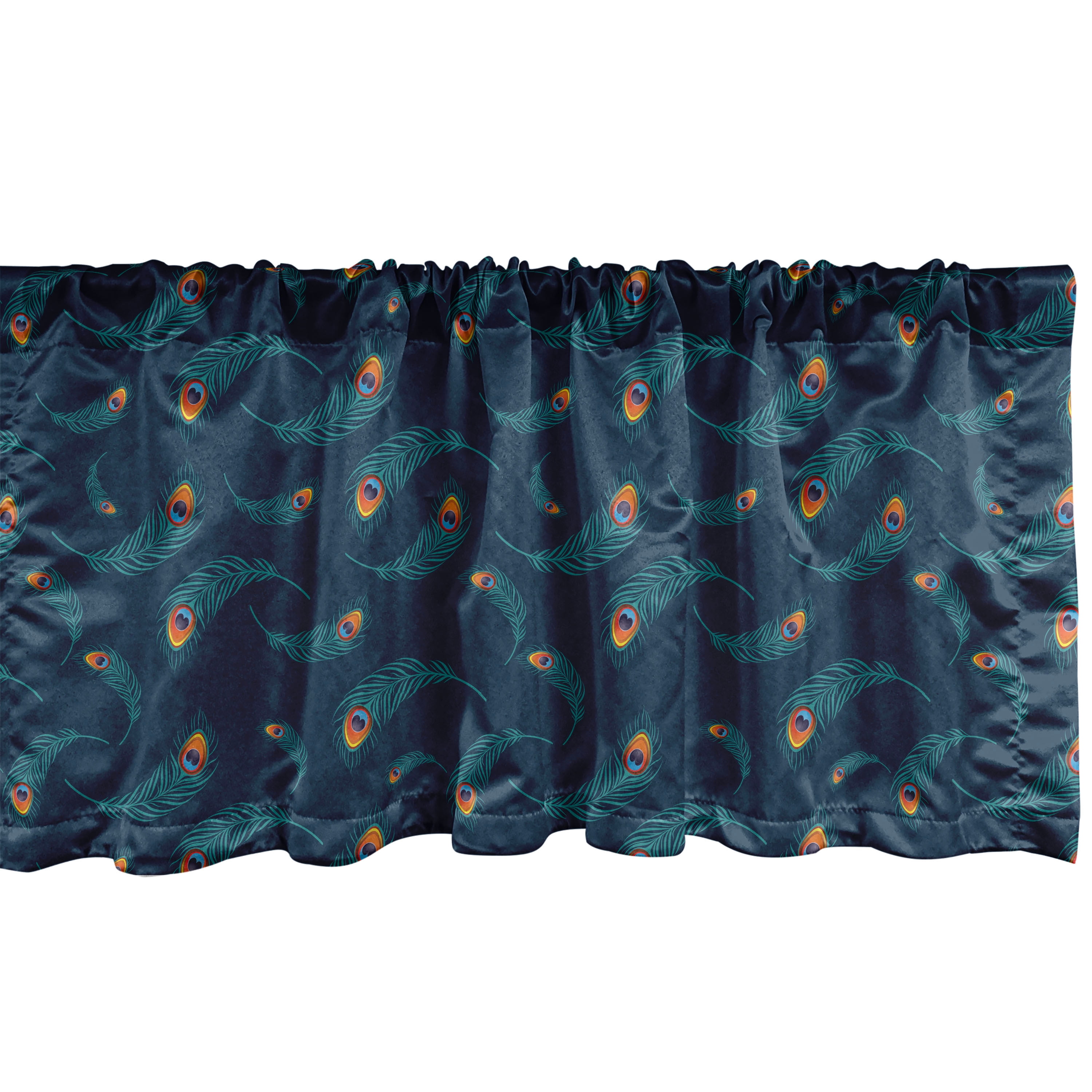 Ambesonne Peacock Window Valance, Bohemian Floating Feathers, 54" X 18 ...