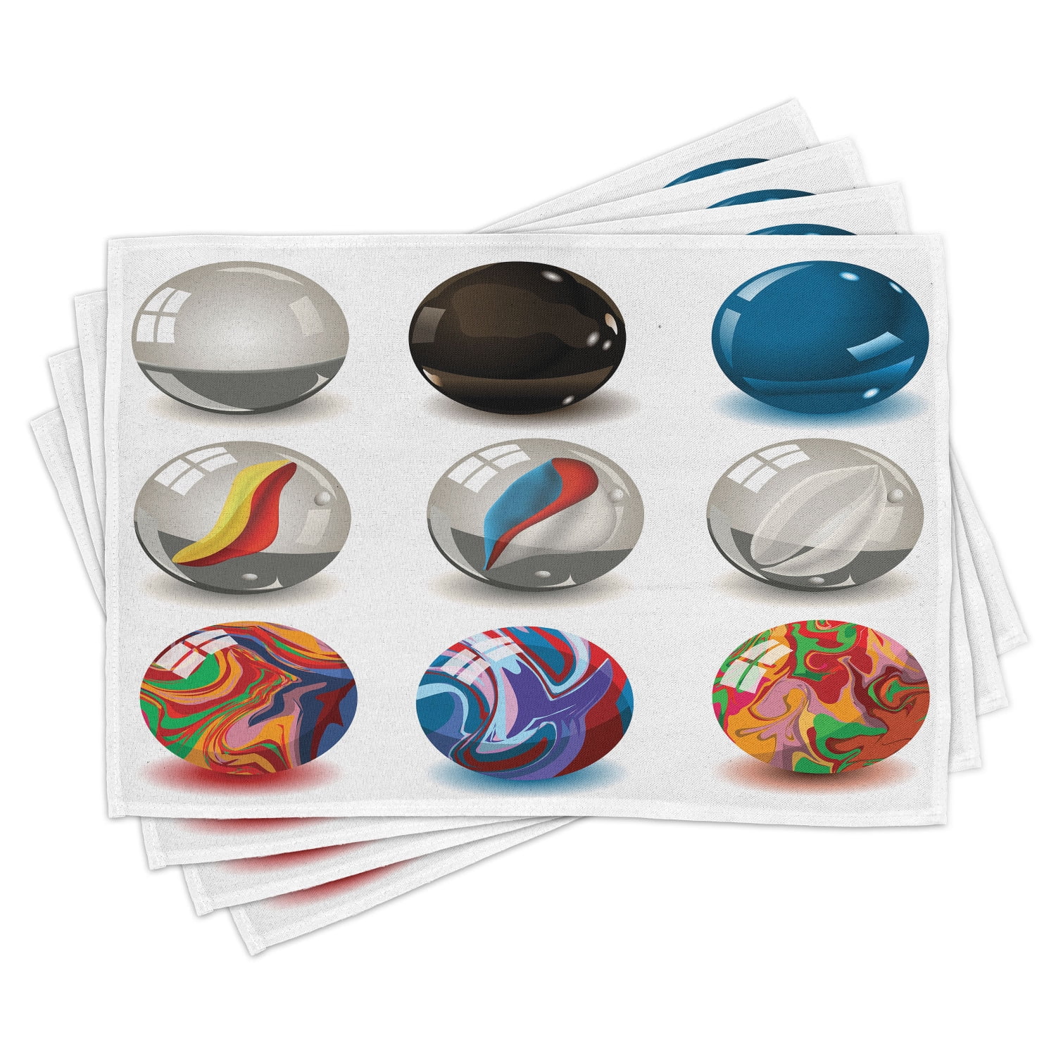 Ambesonne Pearls Place Mats Set of 4, Marbles Bubble Art, Standard Size ...