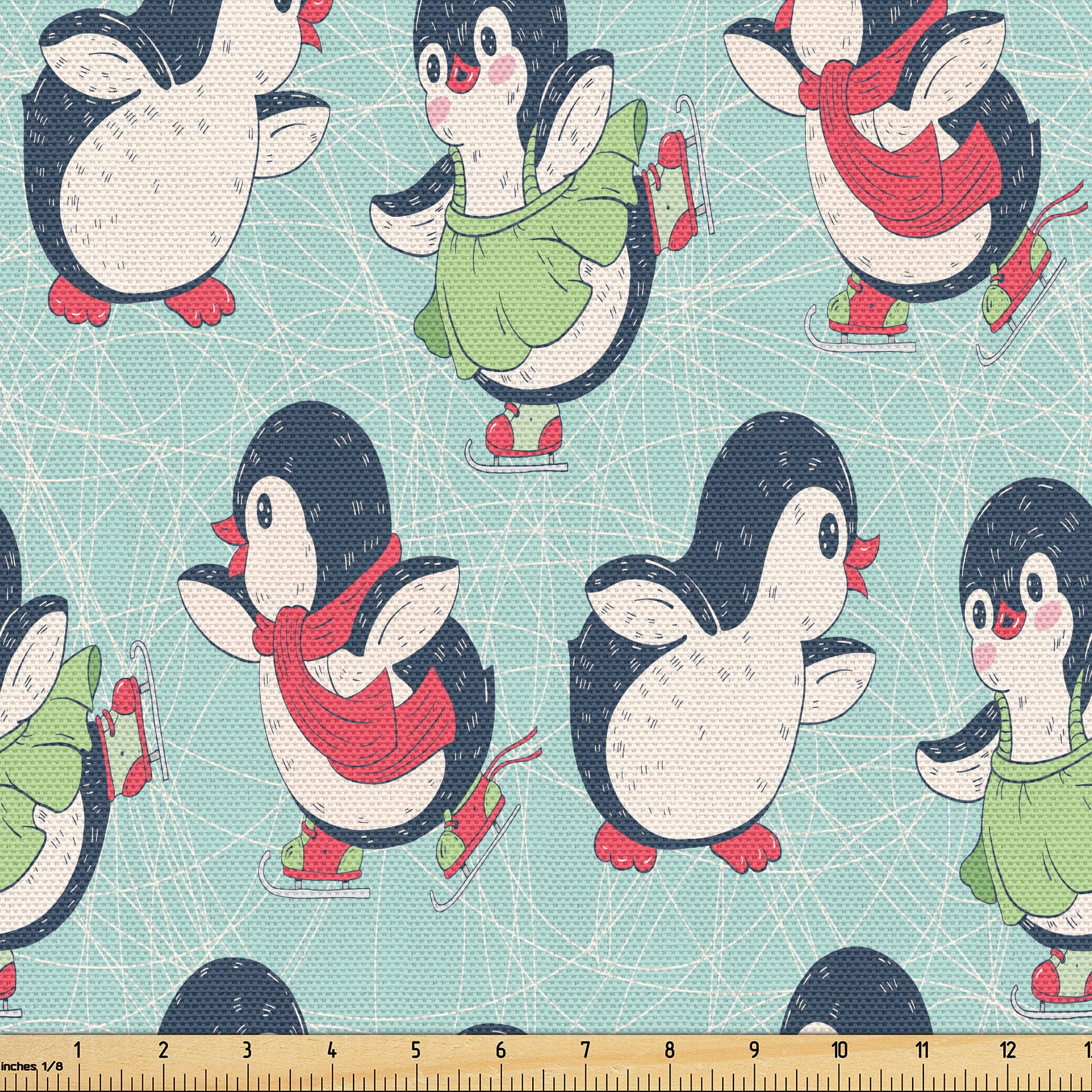 Ambesonne Penguin Fabric by the Yard Upholstery, Arctic Animals Ice ...