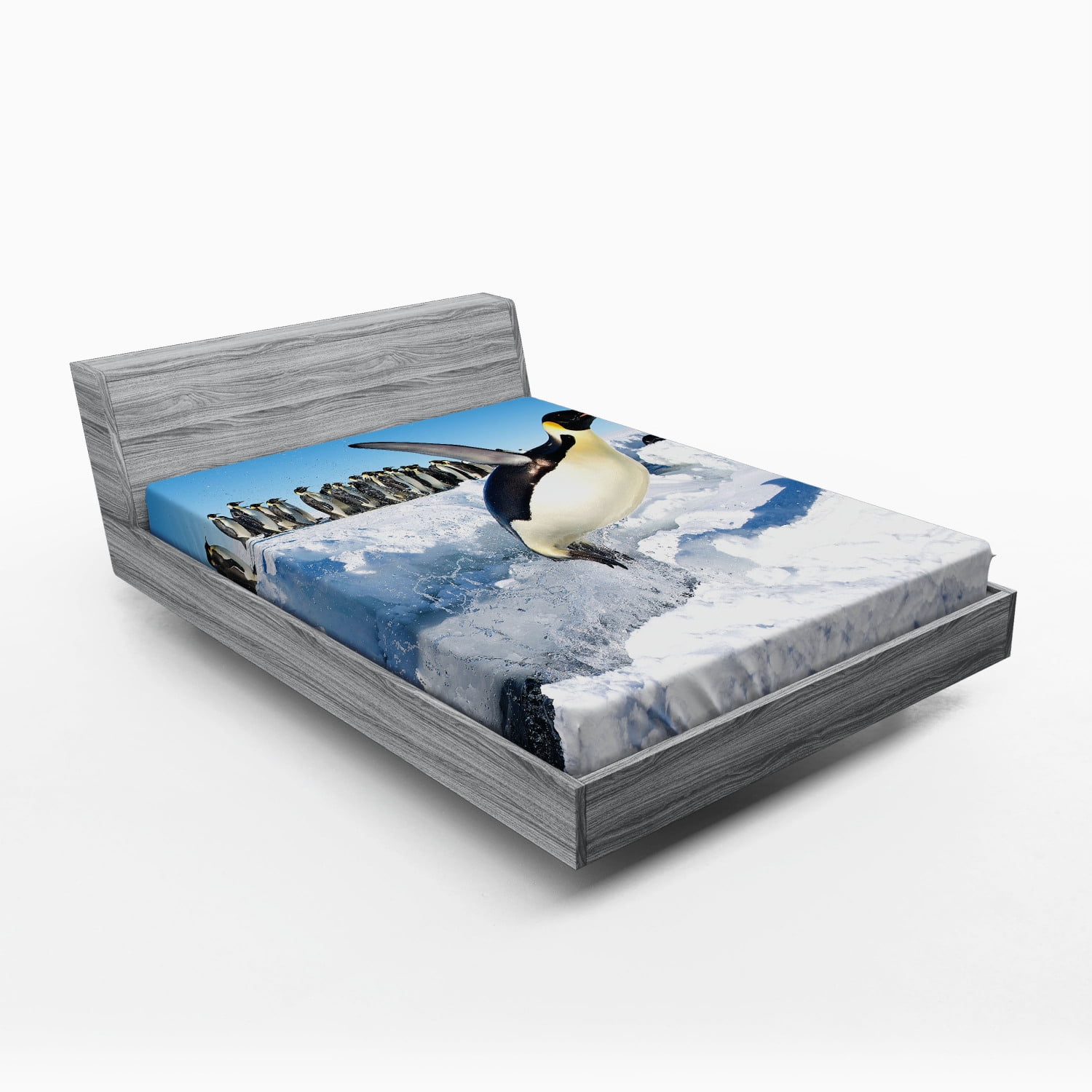 Ambesonne Penguin Fitted Sheet, Detailed Arctic Photo, Full Size ...