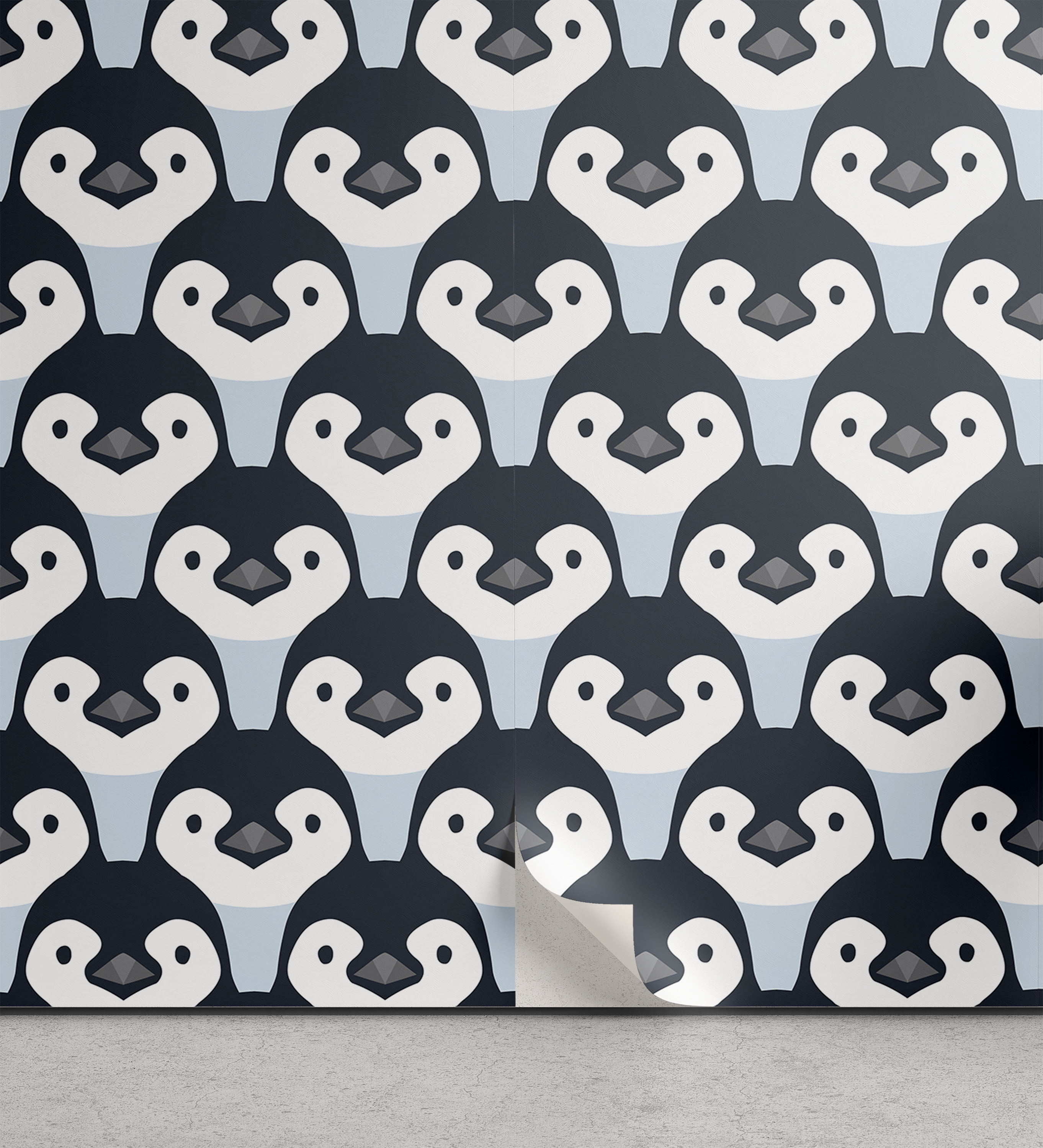 Ambesonne Penguin Peel & Stick Wallpaper for Home, Birds Face Pattern ...