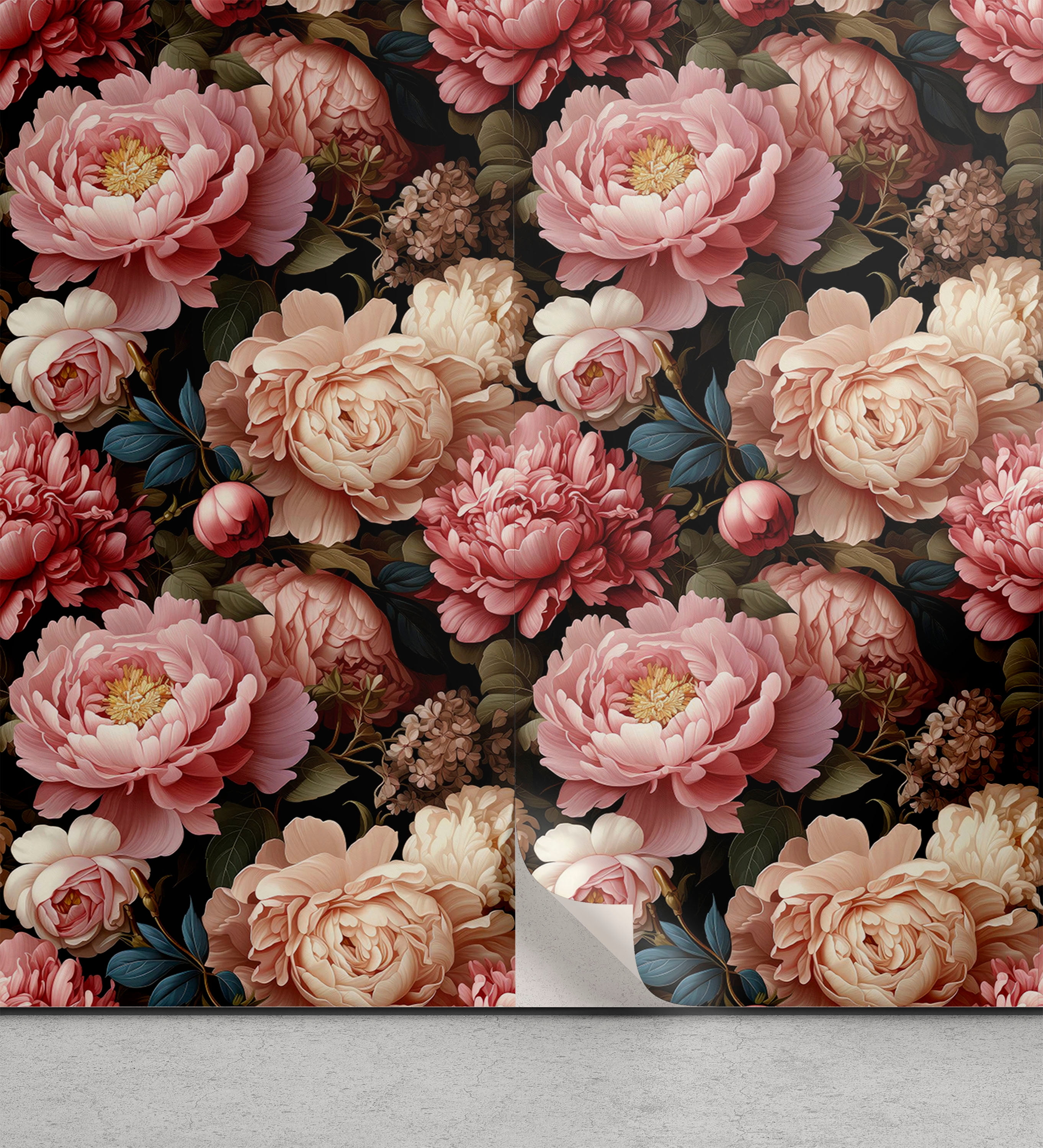 Ambesonne Peonies Peel & Stick Wallpaper for Home, Classic Mural Like ...