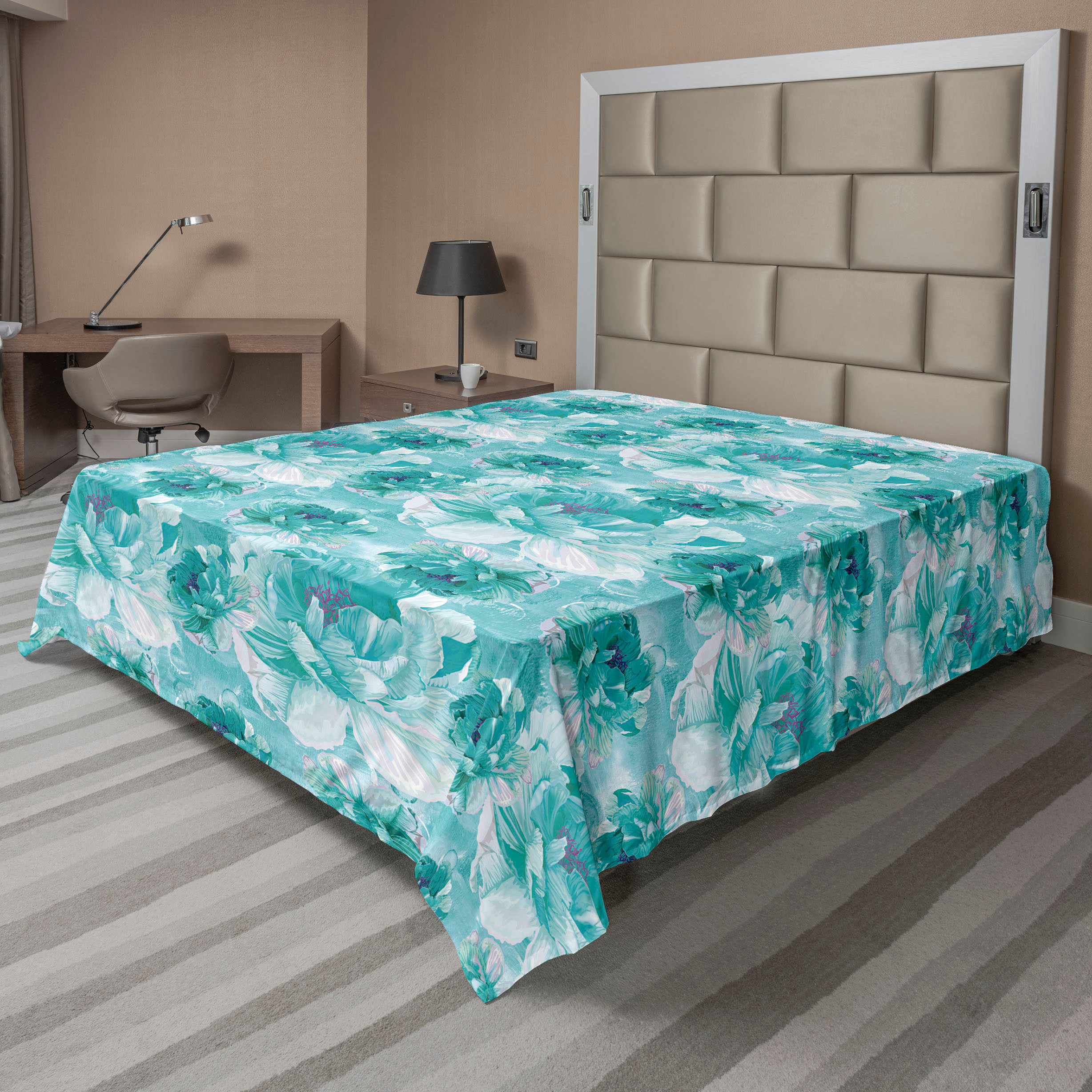 Ambesonne Peony Flat Bedding Sheet Soft Top Sheet, Floral Pattern ...
