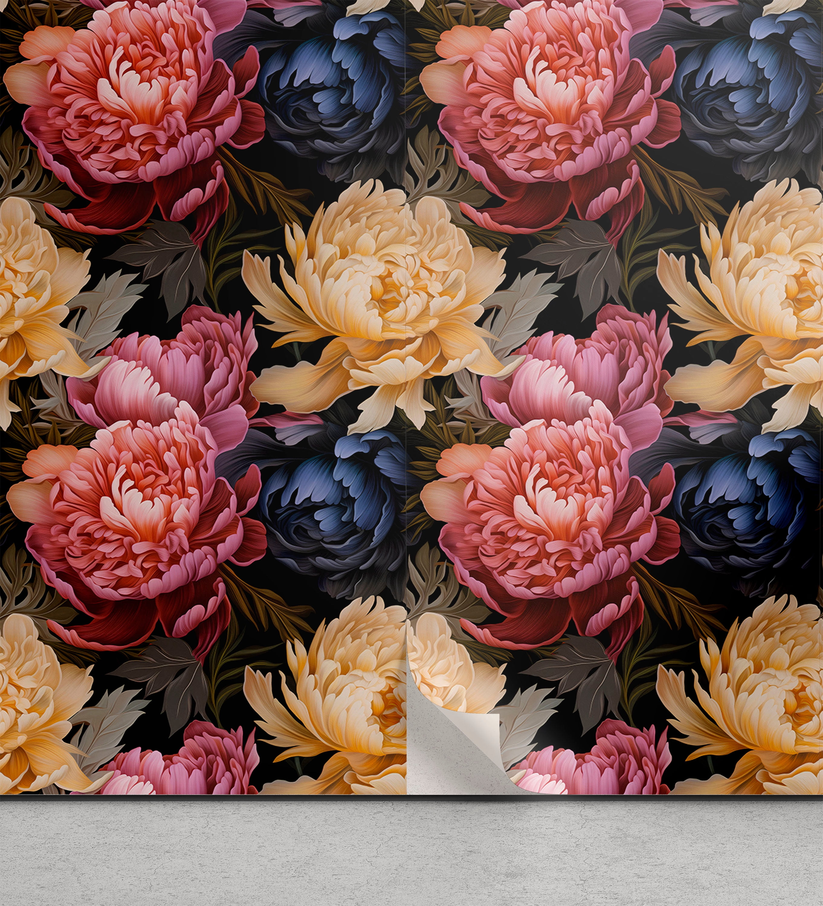Ambesonne Peony Pattern Peel & Stick Wallpaper for Home, Colorful Peek ...