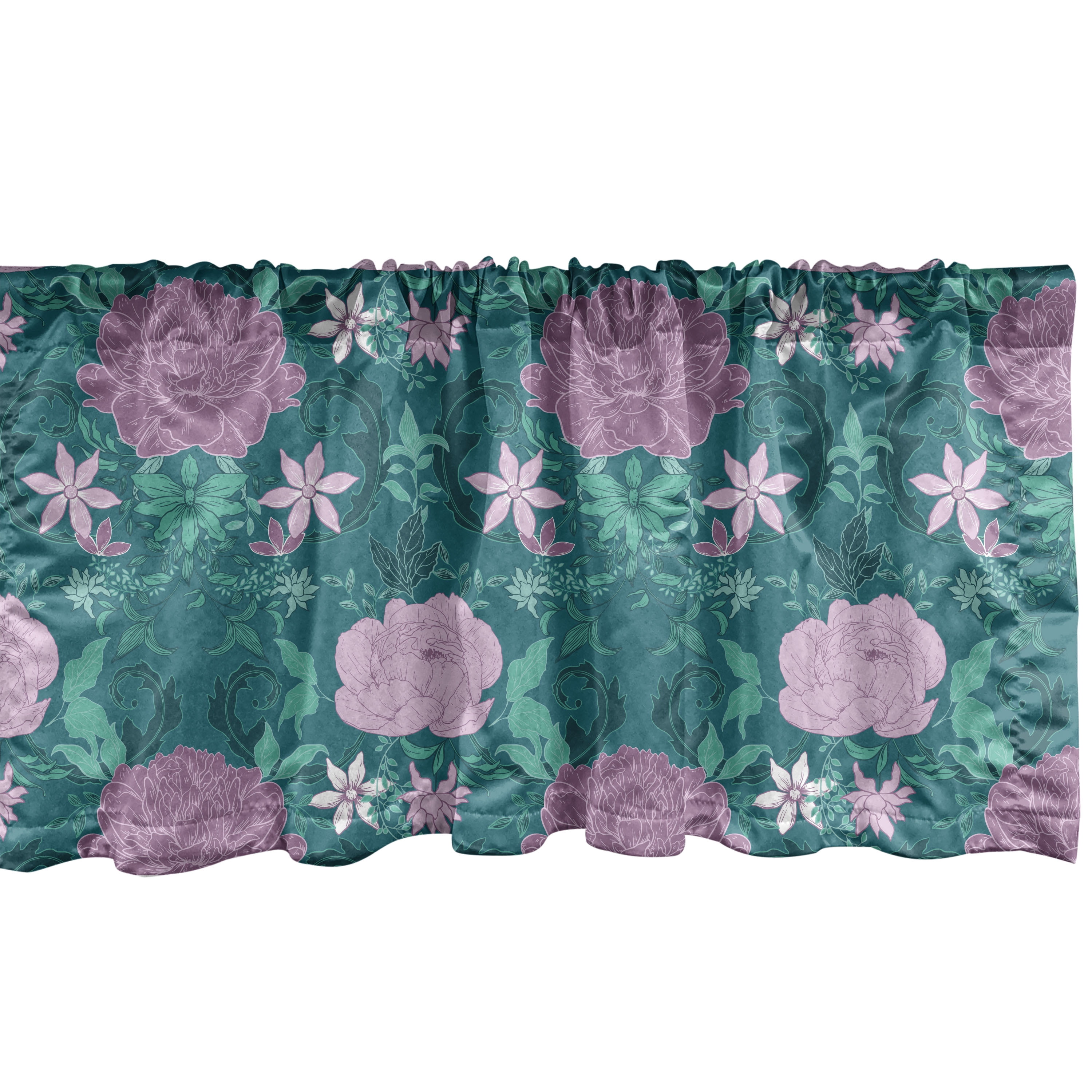 Ambesonne Peony Window Valance, Rose Family Pointy Petals, 54" X 12 ...