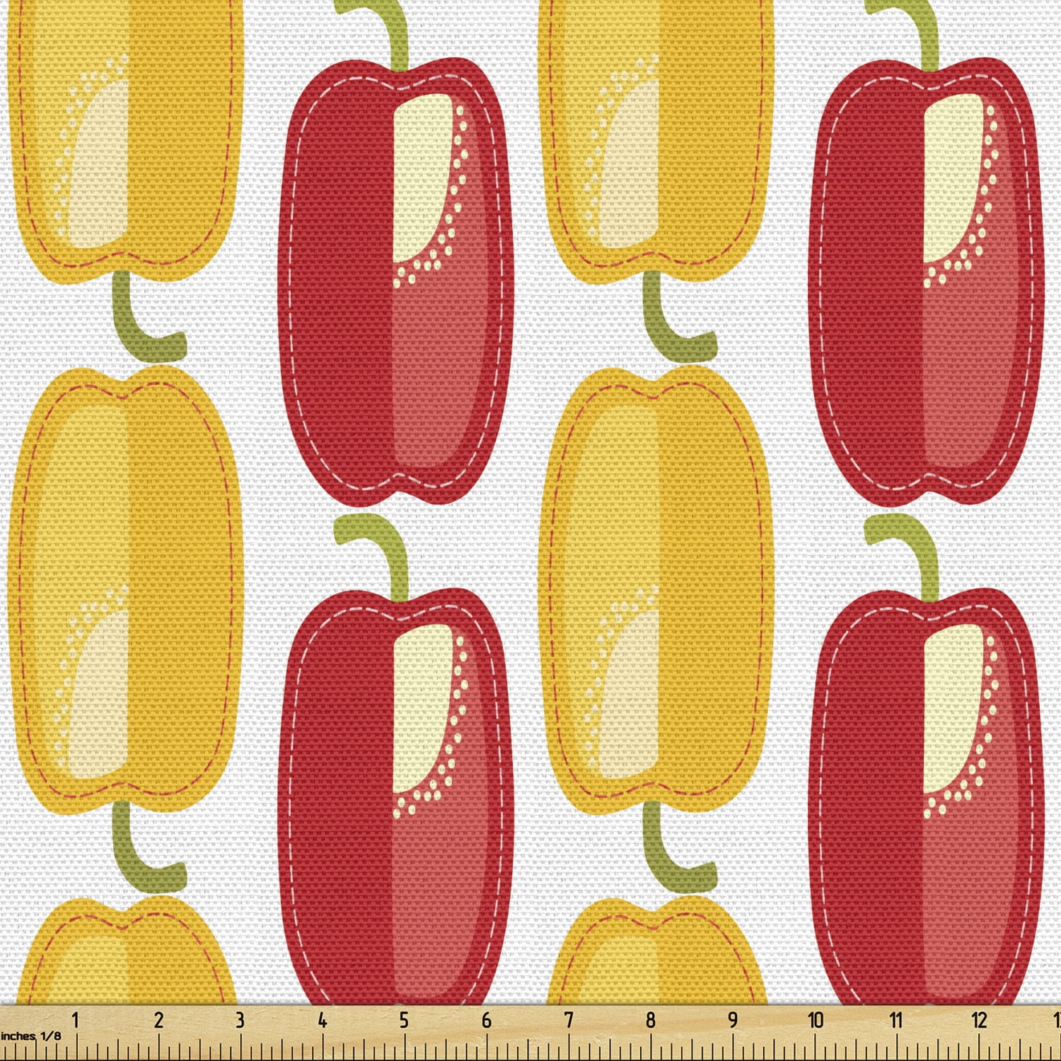 Ambesonne Pepper Fabric by the Yard Upholstery, Bulgarian Vegetable Pattern, 3 Yards, Yellow ...