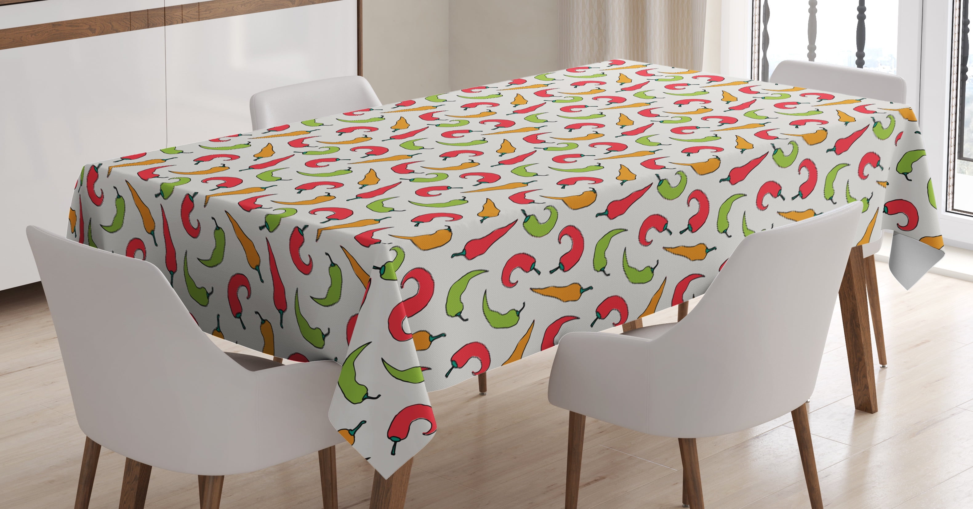 Ambesonne Peppers Tablecloth Rectangular Table Cover, Cartoon Style ...