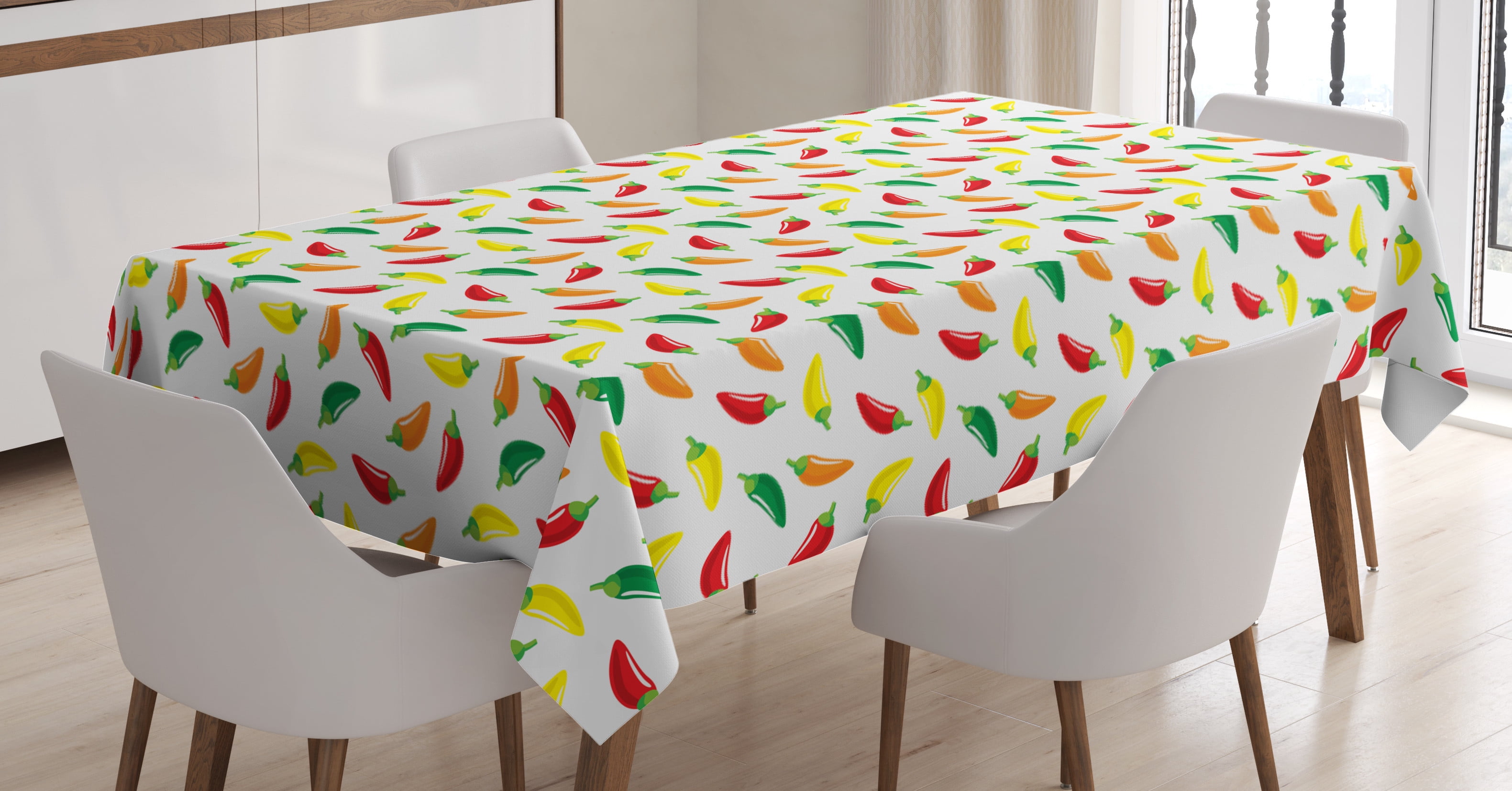 Ambesonne Peppers Tablecloth Rectangular Table Cover, Chili Pepper ...
