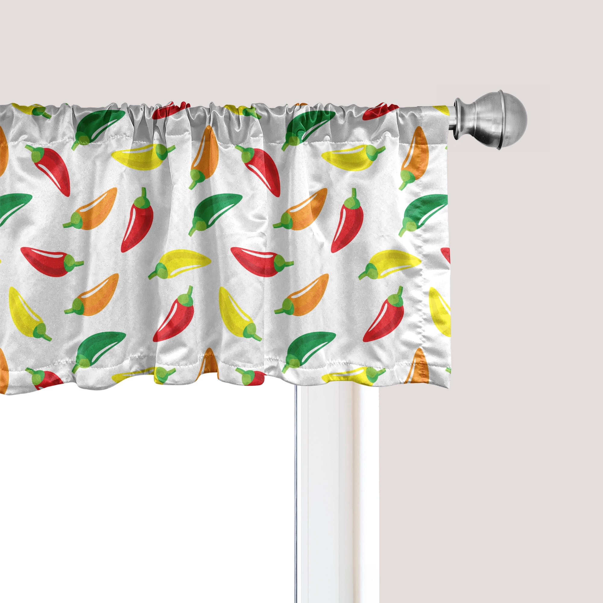 Ambesonne Peppers Window Valance, Chili Pepper Pattern Vegan, 54" X 18 ...