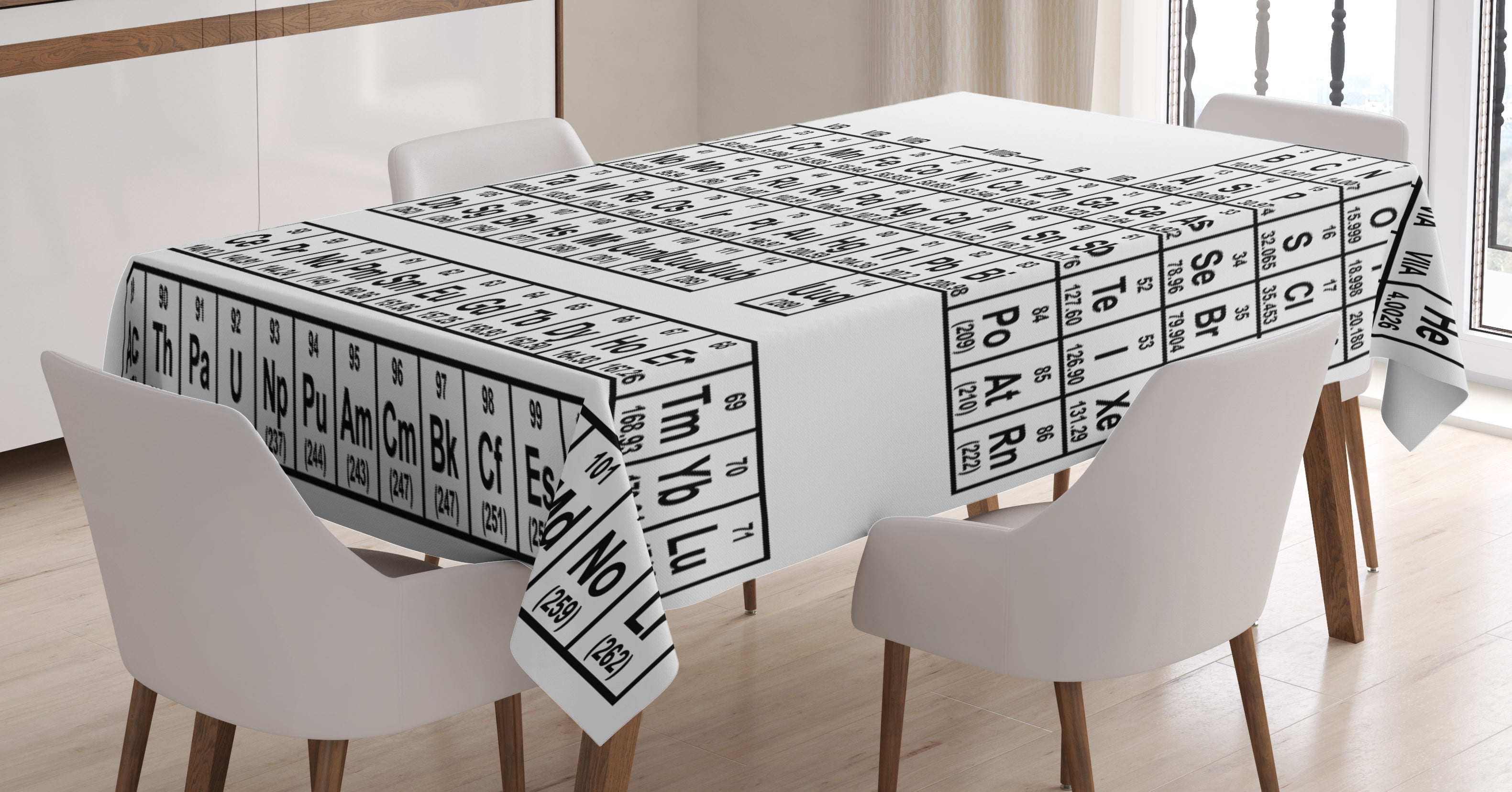 Ambesonne Periodic Table Tablecloth Rectangular Table Cover, Monochrome ...
