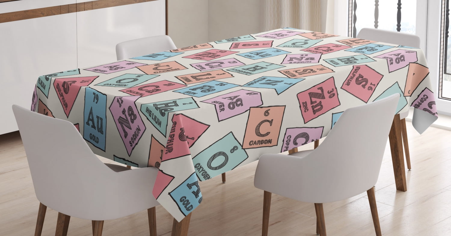 Ambesonne Periodic Table Tablecloth Rectangular Table Cover, Vintage ...