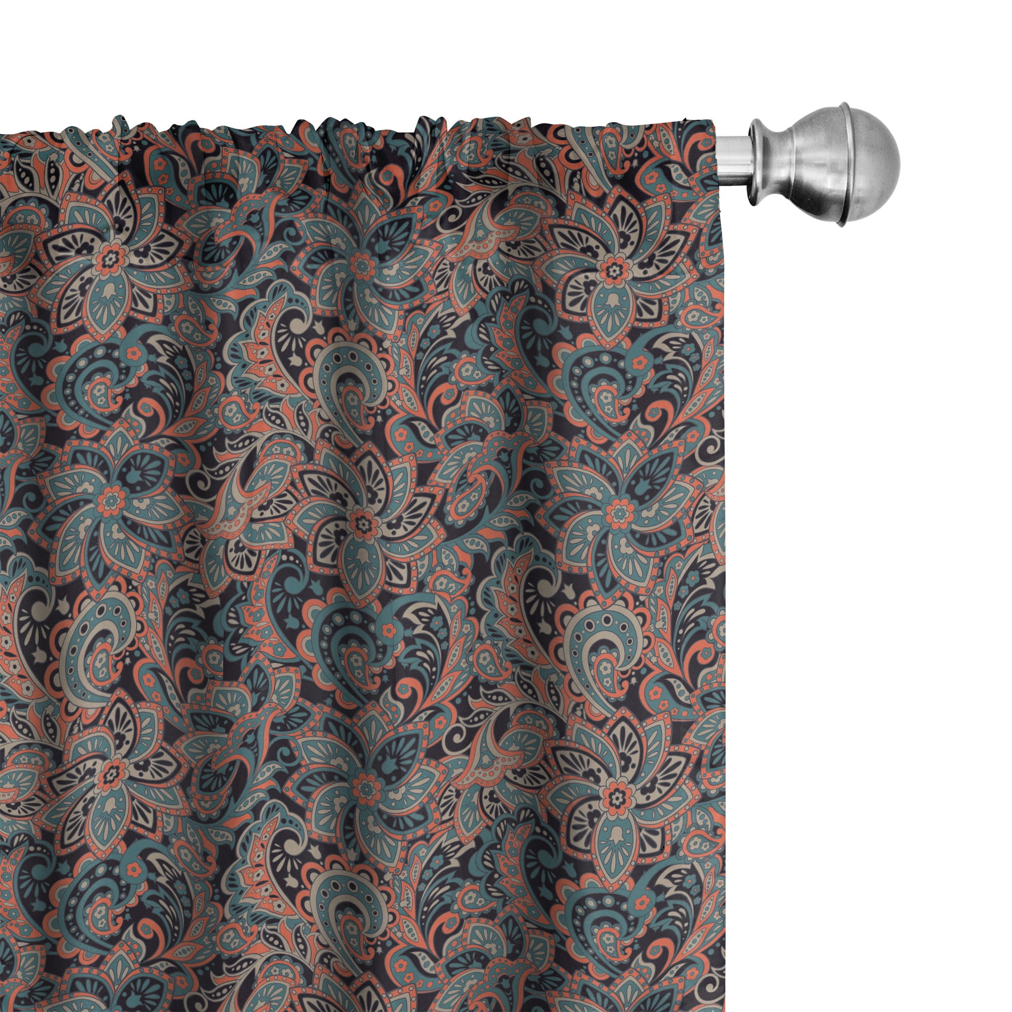Ambesonne Persian Curtains Oriental Paisley Motif Pair Of 28x63