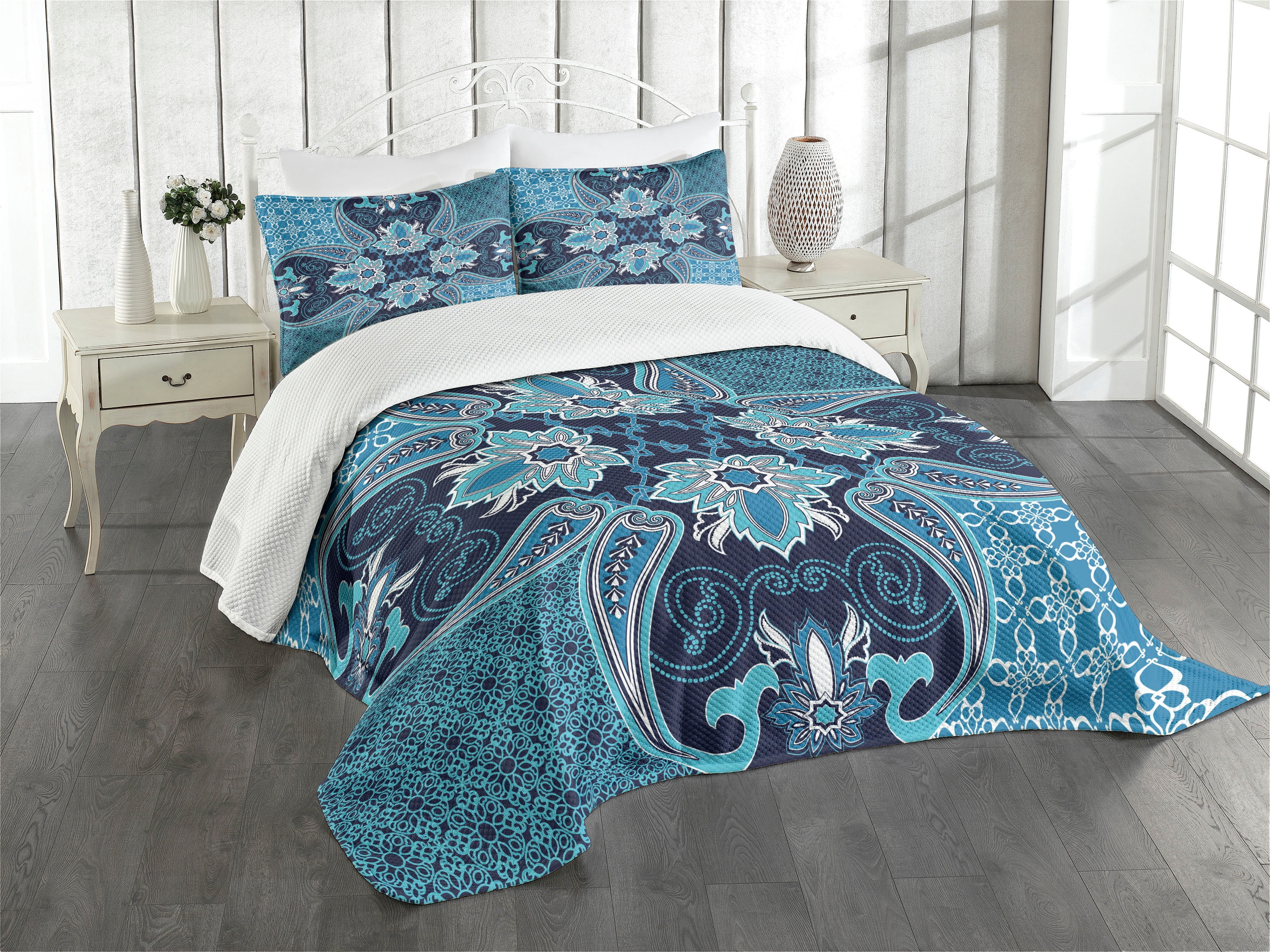 Ambesonne Persian Quilted Bedspread Set 3 Pcs, Eastern Moroccan Design ...