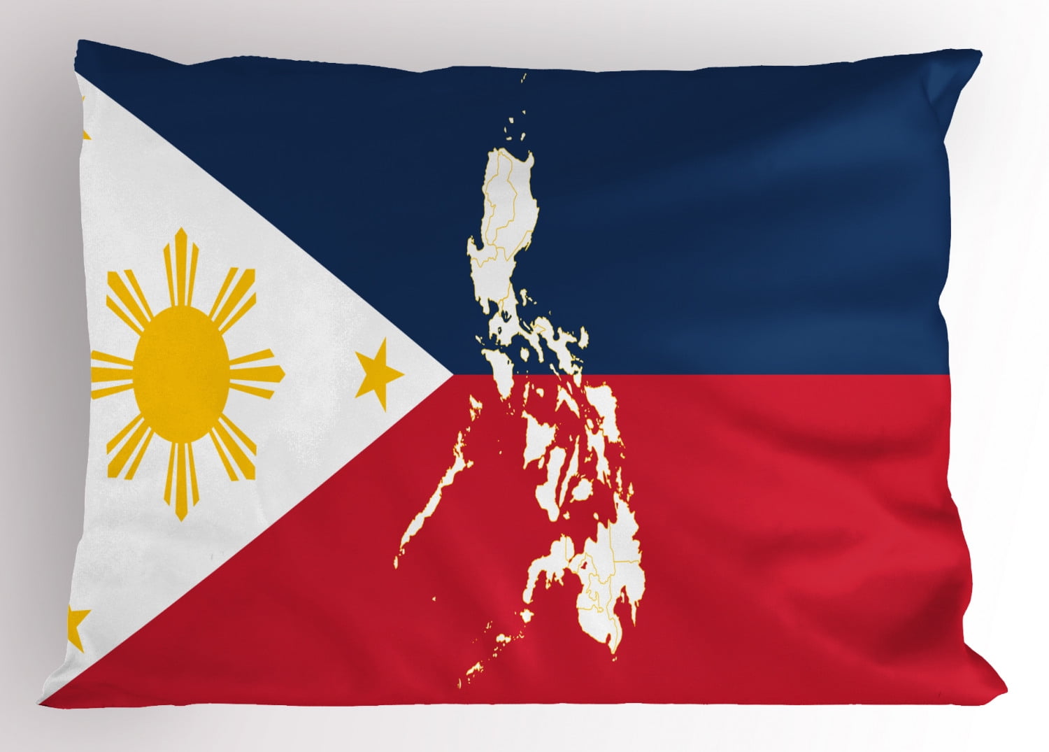 Ambesonne Phillipine Pillow Sham, Map and Flag of Country, 36" X 20 ...