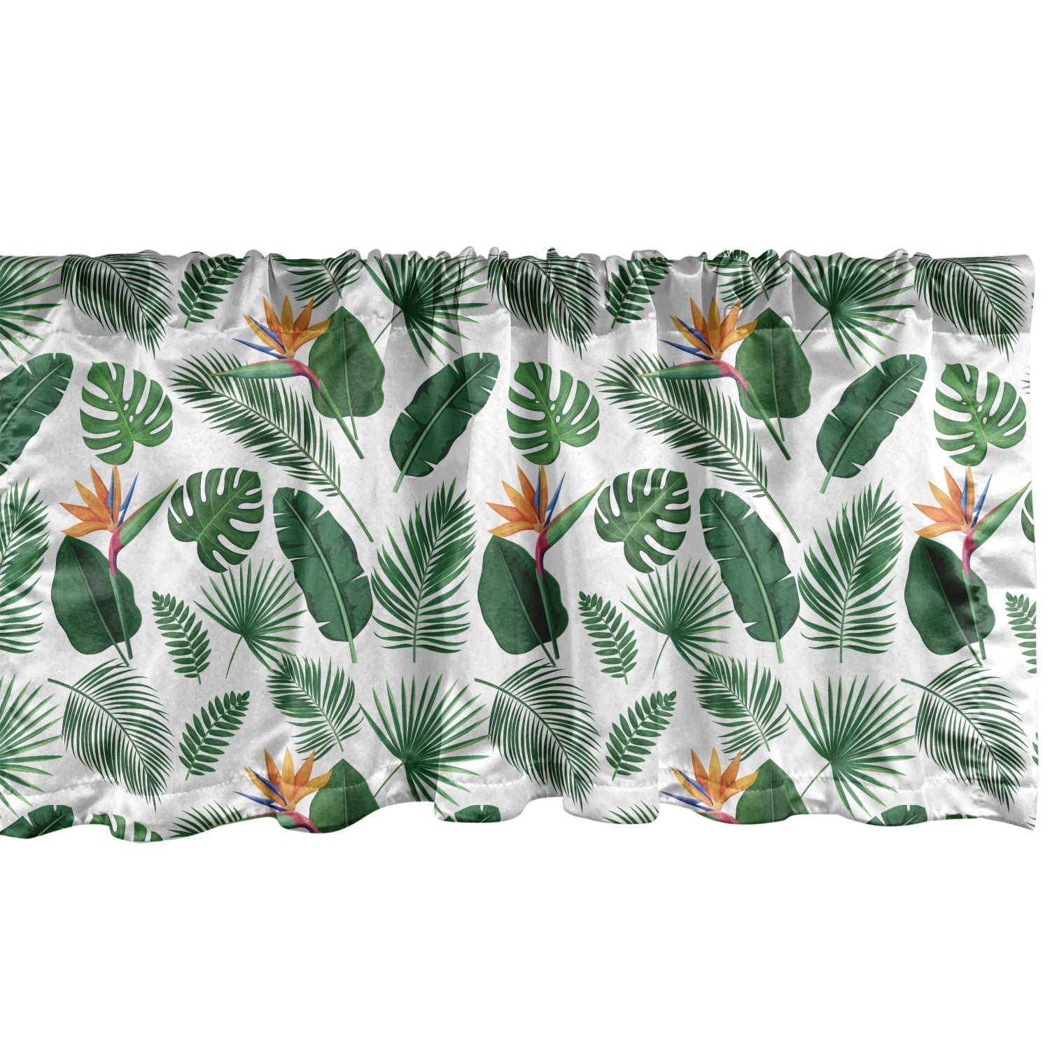 Ambesonne Philodendron Valance Pack of 2, Jungle Flora Foliage, 54"X12 ...