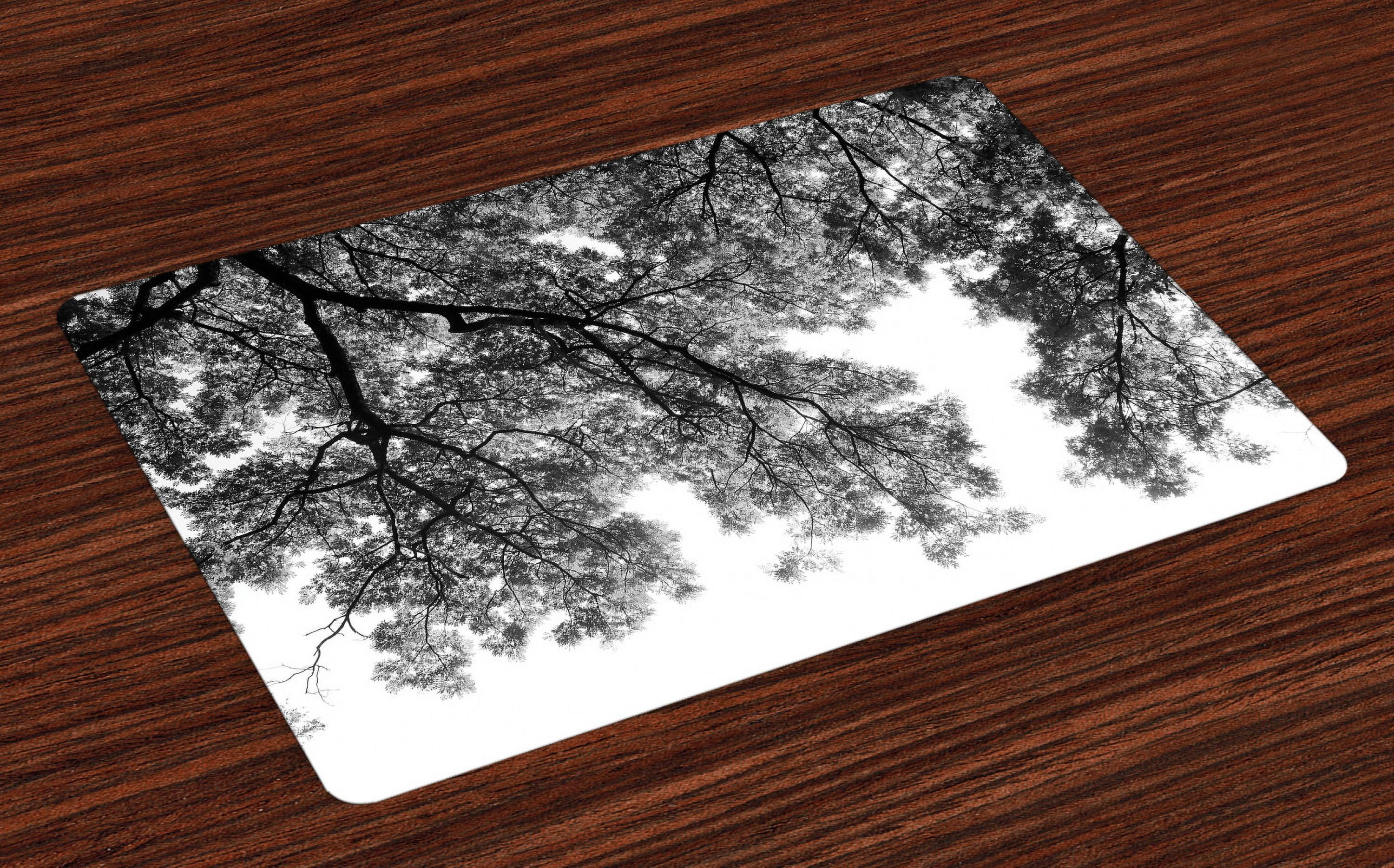 Ambesonne Photo Place Mats Set of 4, Tree Branches and Leaves, Standard ...