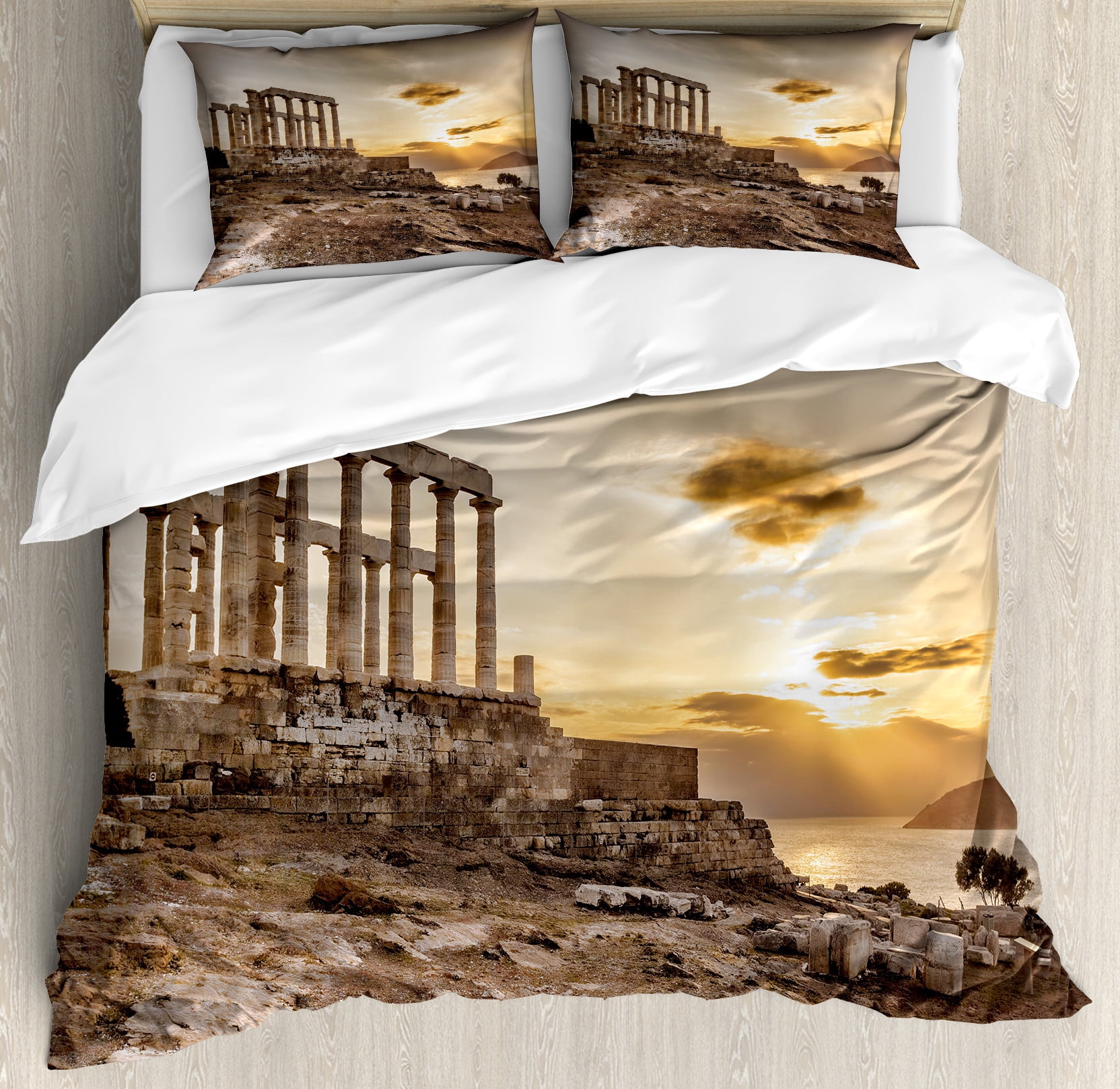 Ambesonne Pillar Duvet Cover Set, Greek Buildings Poseidon, Calking ...