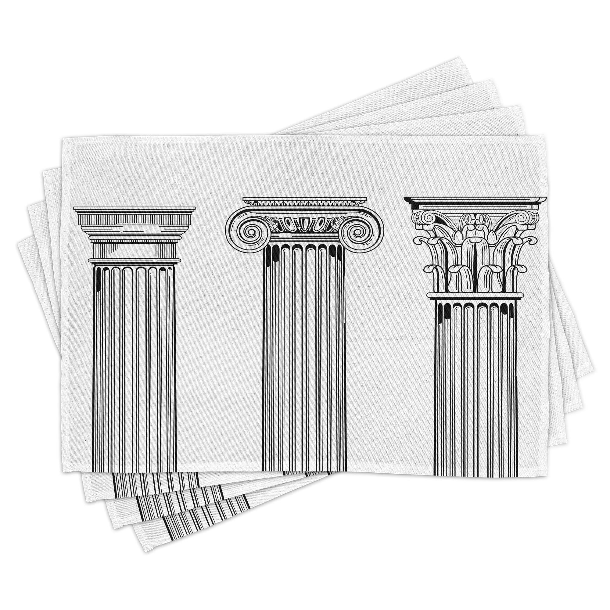 Ambesonne Pillar Place Mats Set of 4, Antique Column Capitals, Standard ...