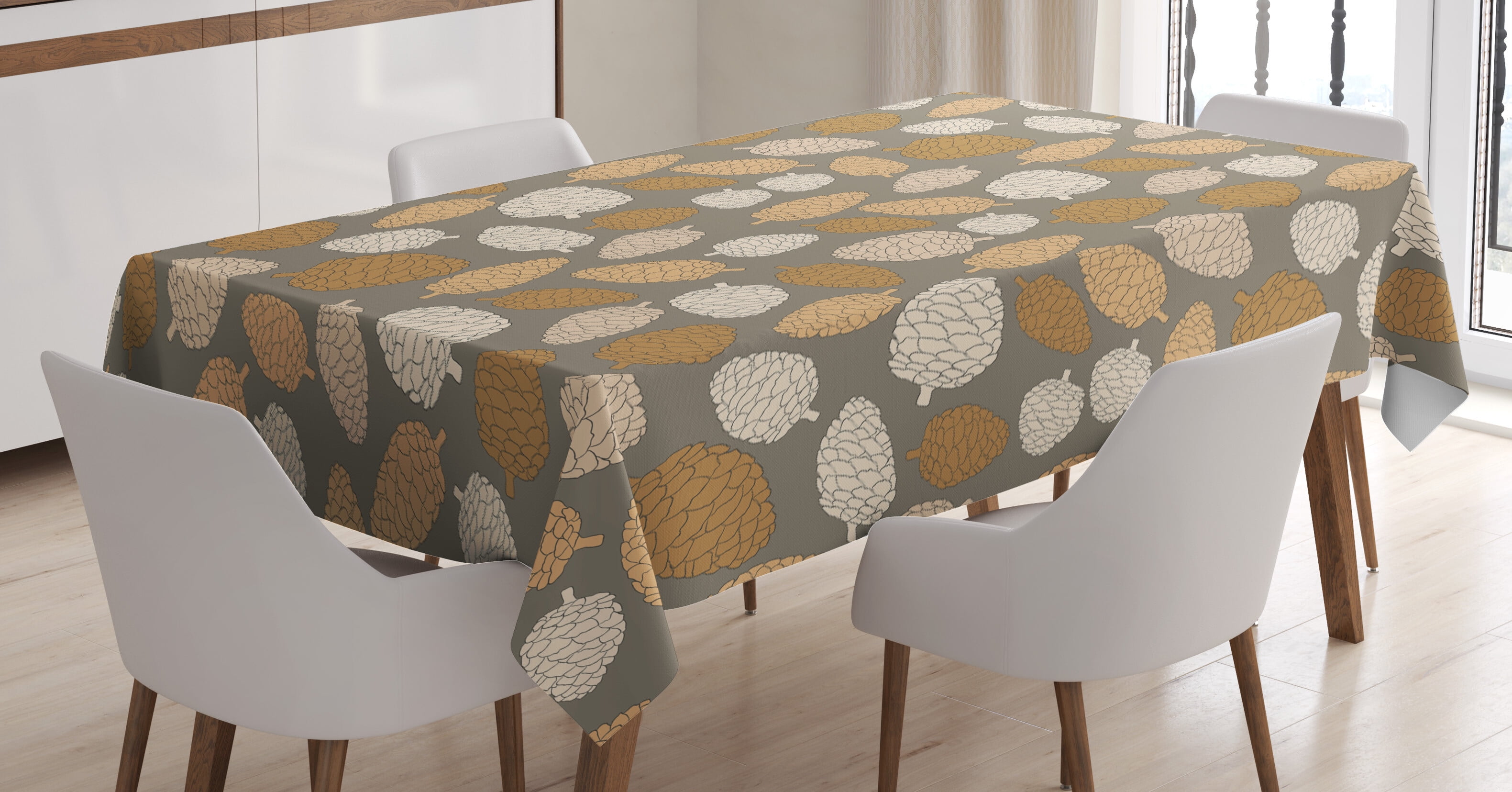 Ambesonne Pine Cone Tablecloth Rectangular Table Cover, Autumn Harvest ...