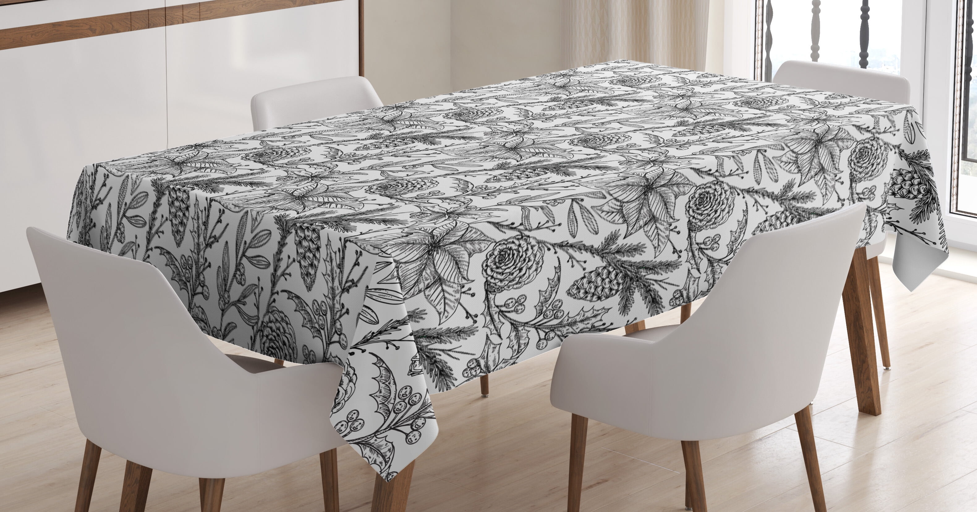 Ambesonne Pine Cone Tablecloth Rectangular Table Cover, Mistletoe ...