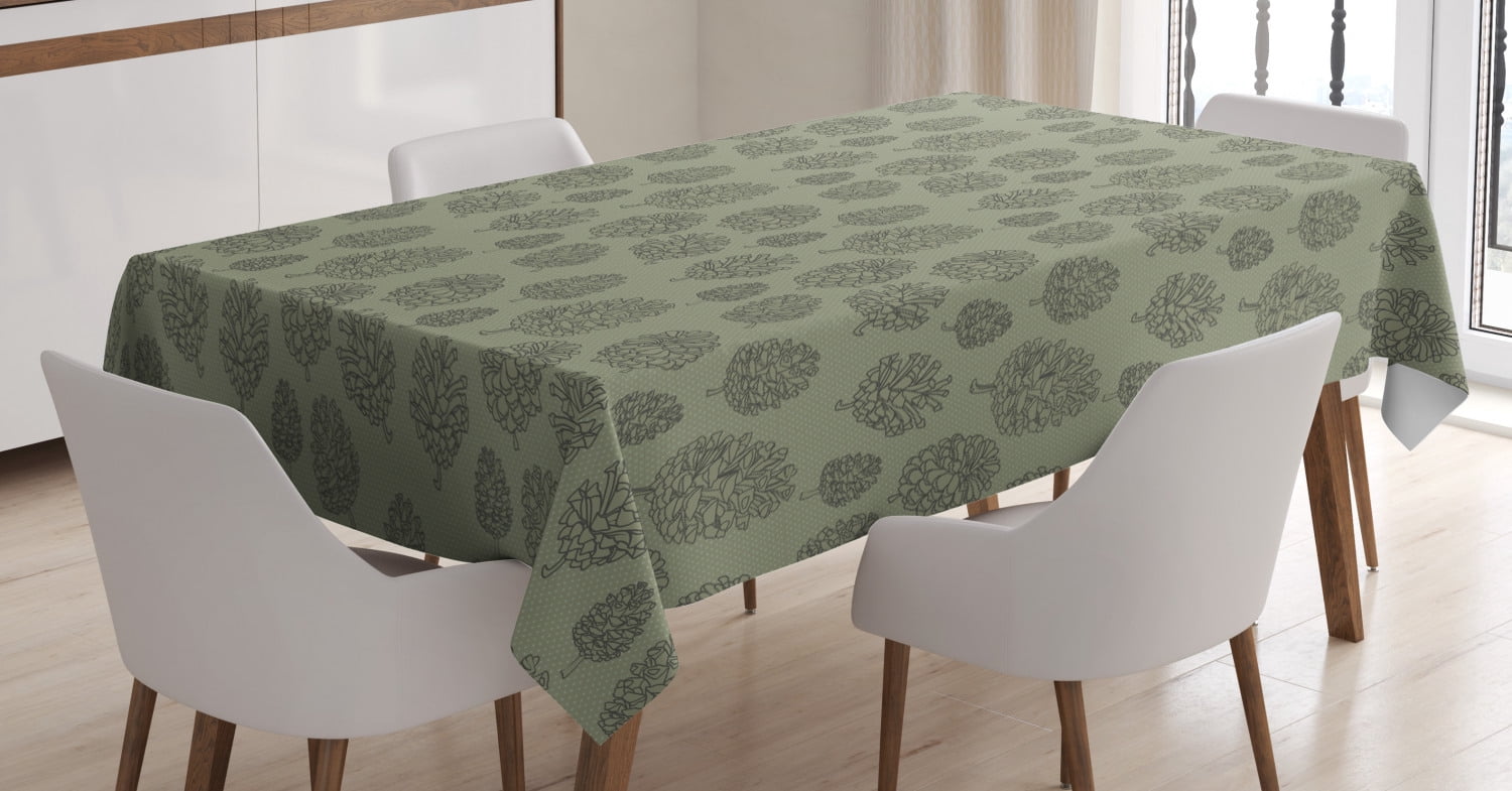 Ambesonne Pine Cone Tablecloth Rectangular Table Cover, Plants Woodland ...