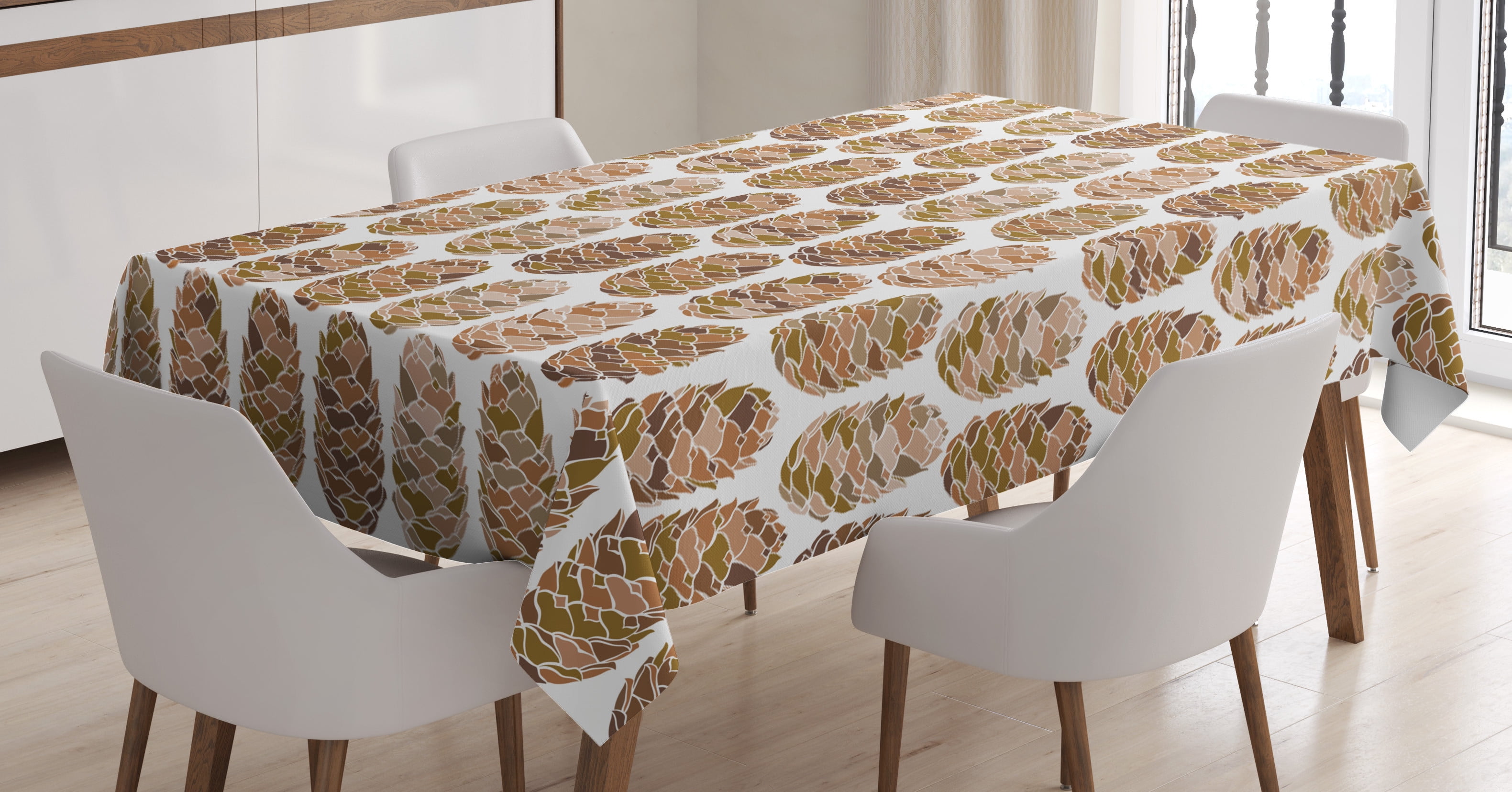 Ambesonne Pine Cone Tablecloth Rectangular Table Cover, Woodland Mother ...