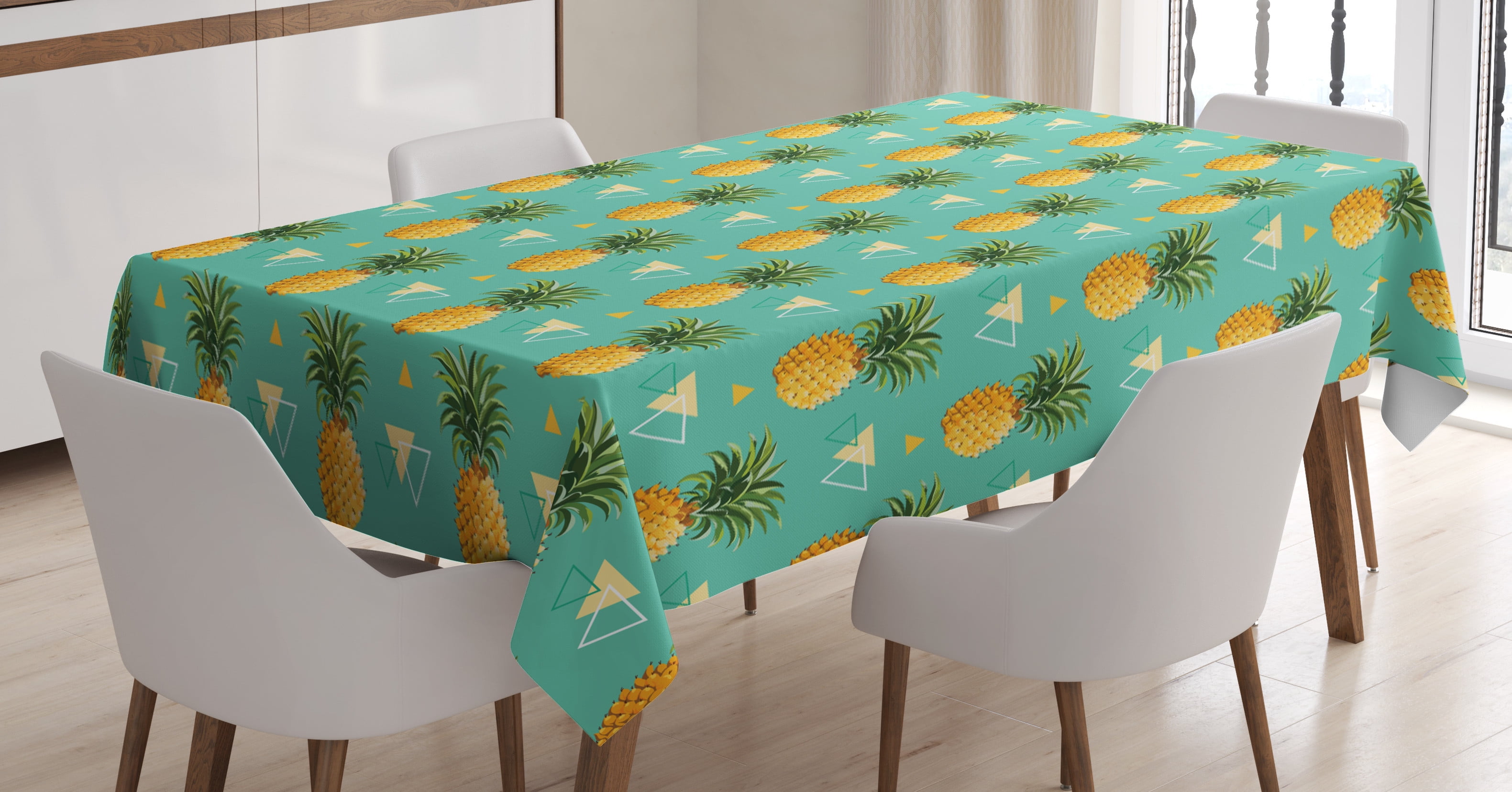 Ambesonne Pineapple Tablecloth Rectangular Table Cover, Hipster Fruits ...