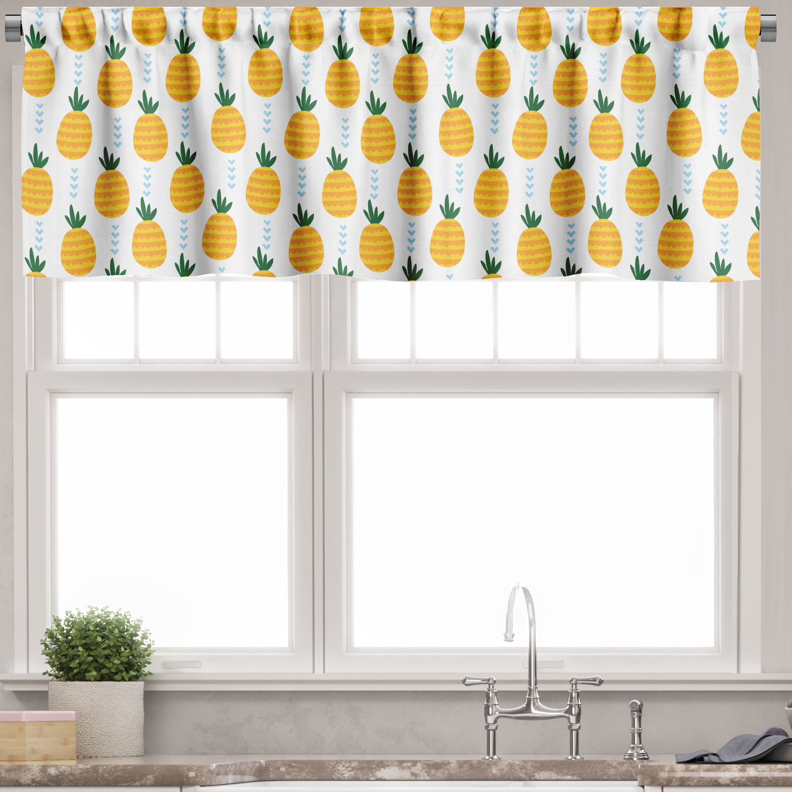 Ambesonne Pineapple Window Valance, Modern Tropical Fruit Art, 54" X 12 ...