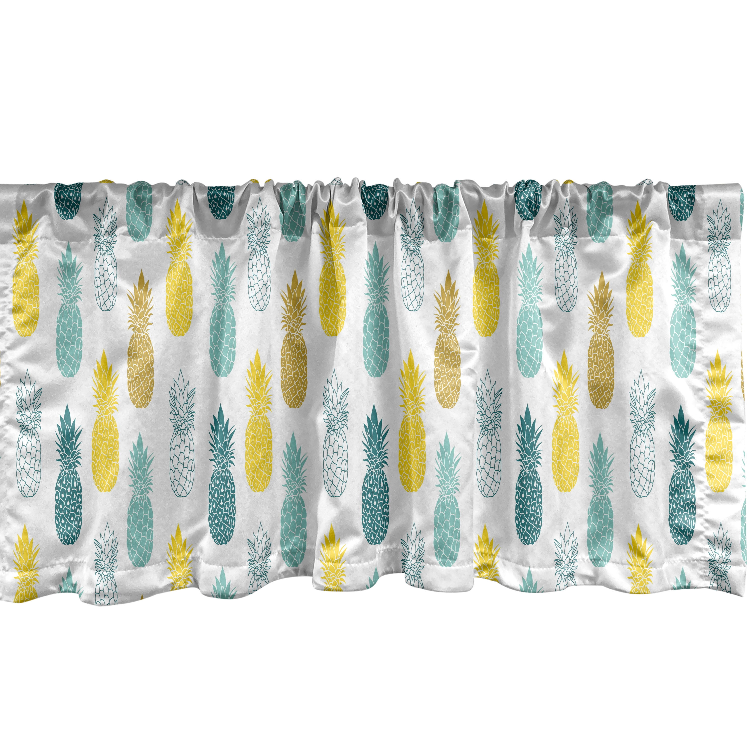 Ambesonne Pineapple Window Valance, Summer Art Exotic Fruits, 54" X 12 ...
