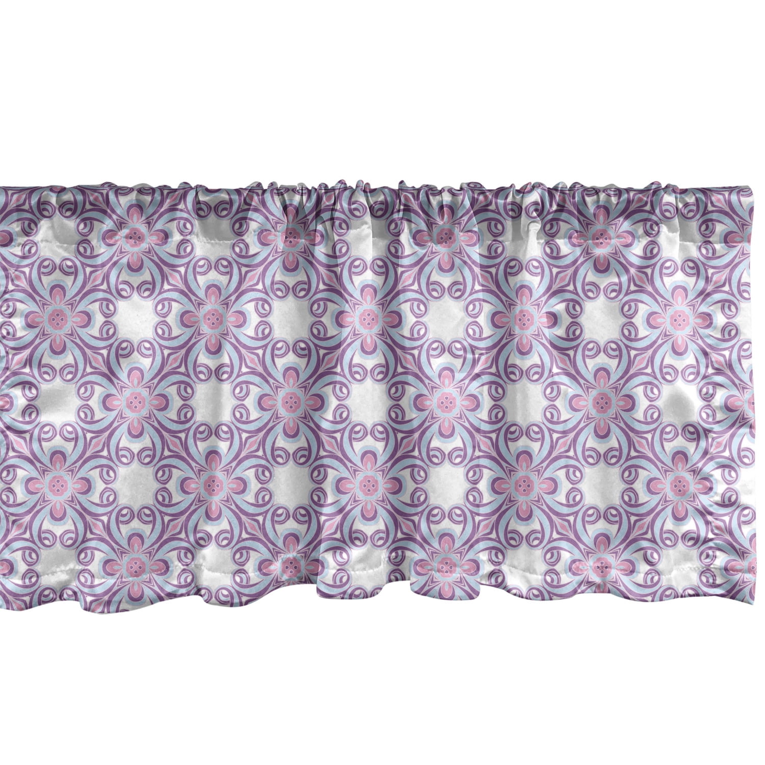 Ambesonne Pink Damask Window Valance, Dreamy Mosaic Tiles Inspired ...