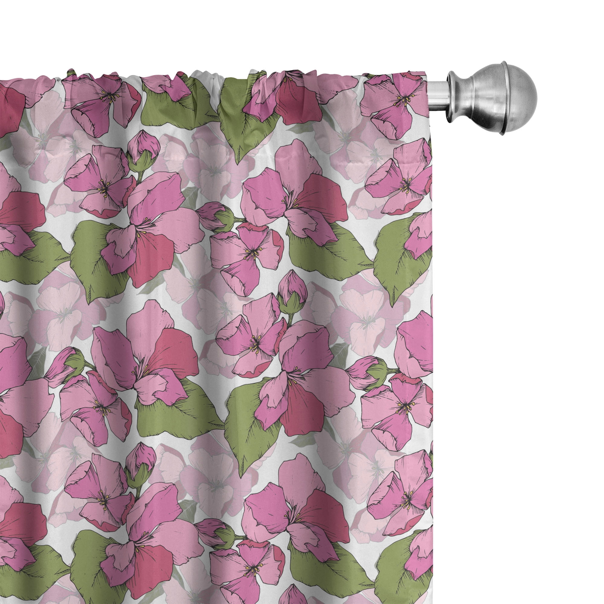 Ambesonne Pink Floral Curtains, Flowering Magnolias, Pair of 28"x95 ...