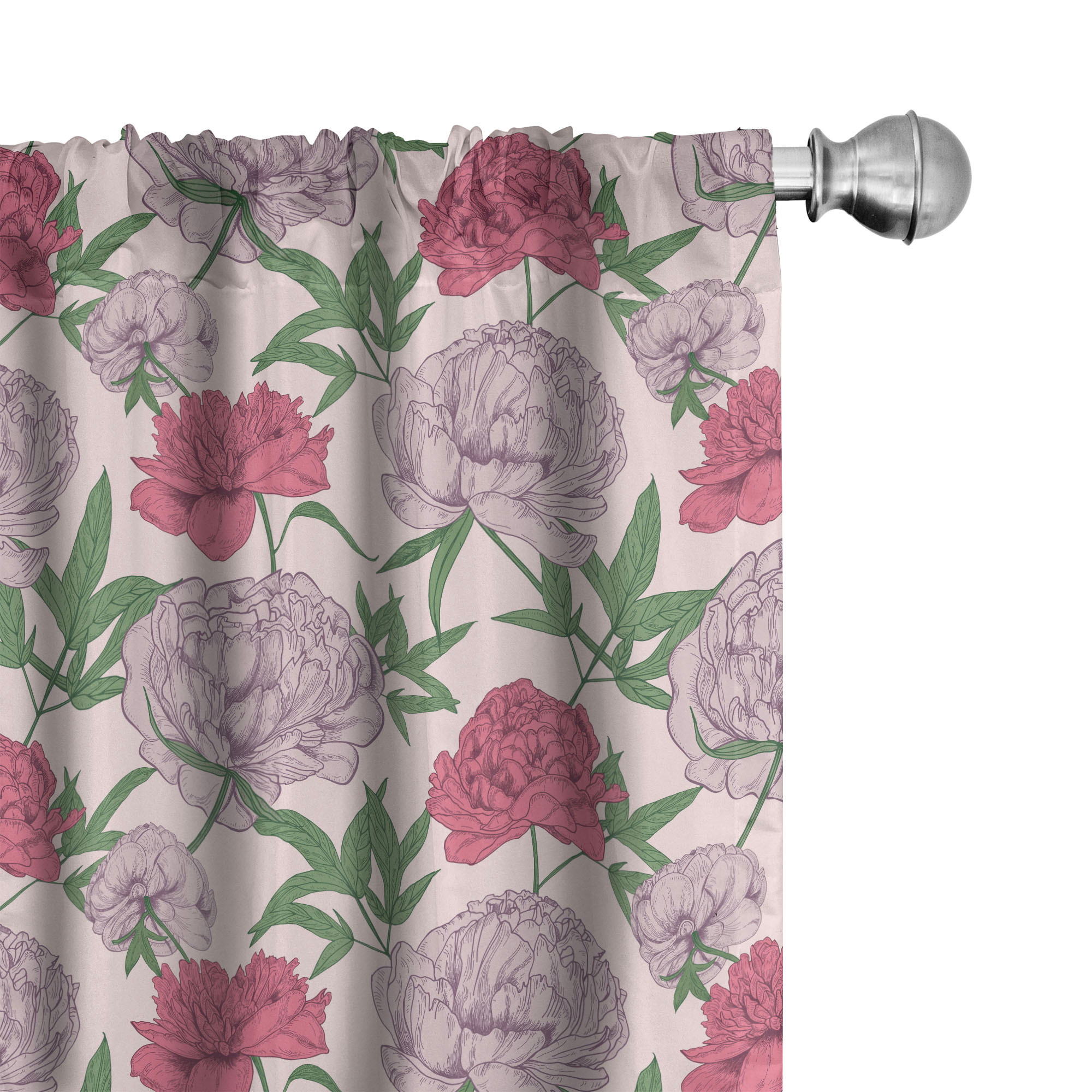 Ambesonne Pink Floral Curtains, Tender Summer Flowering, Pair of 28"x84 ...
