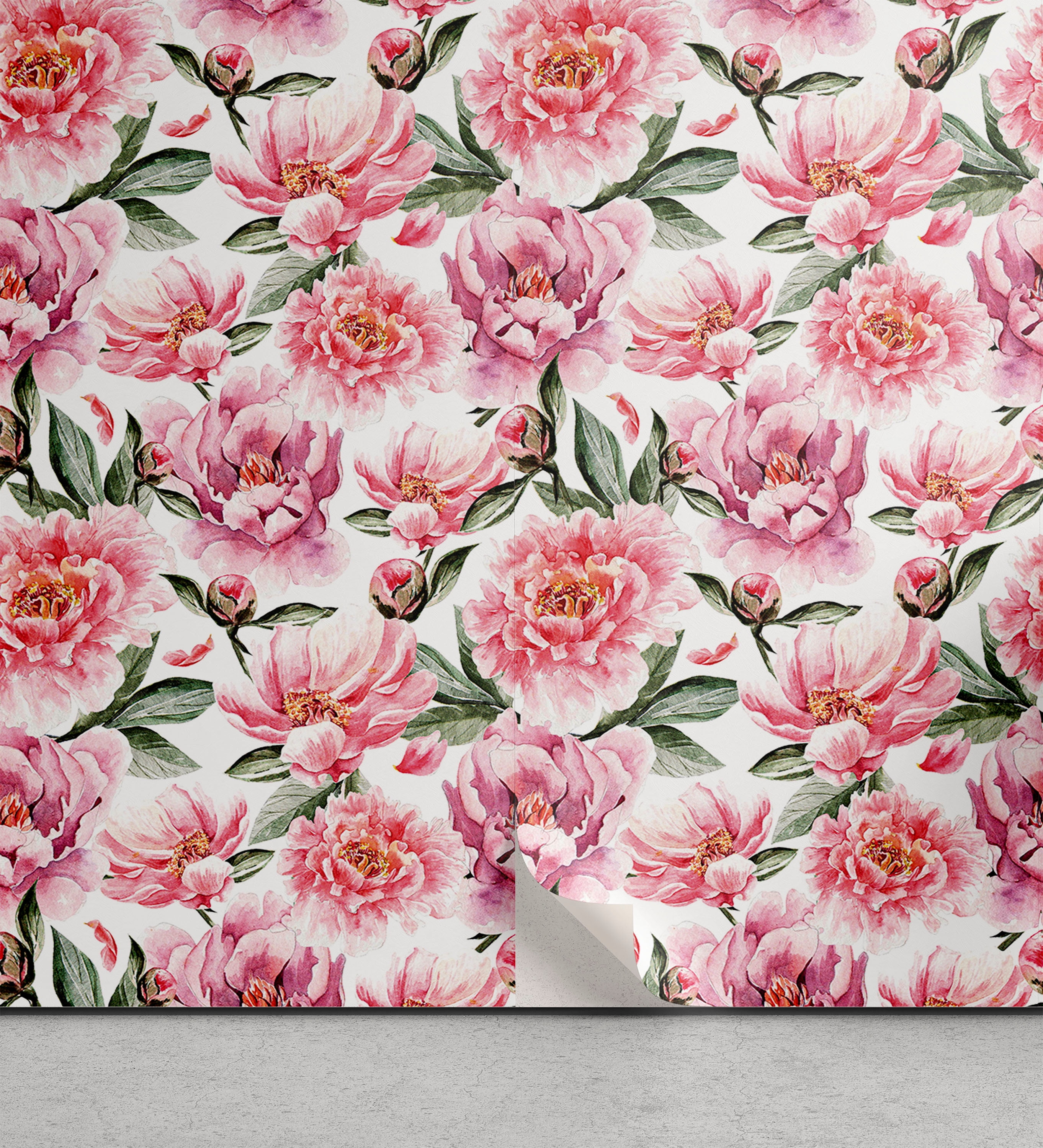 Ambesonne Pink Floral Peel & Stick Wallpaper for Home, Soft Roses and ...