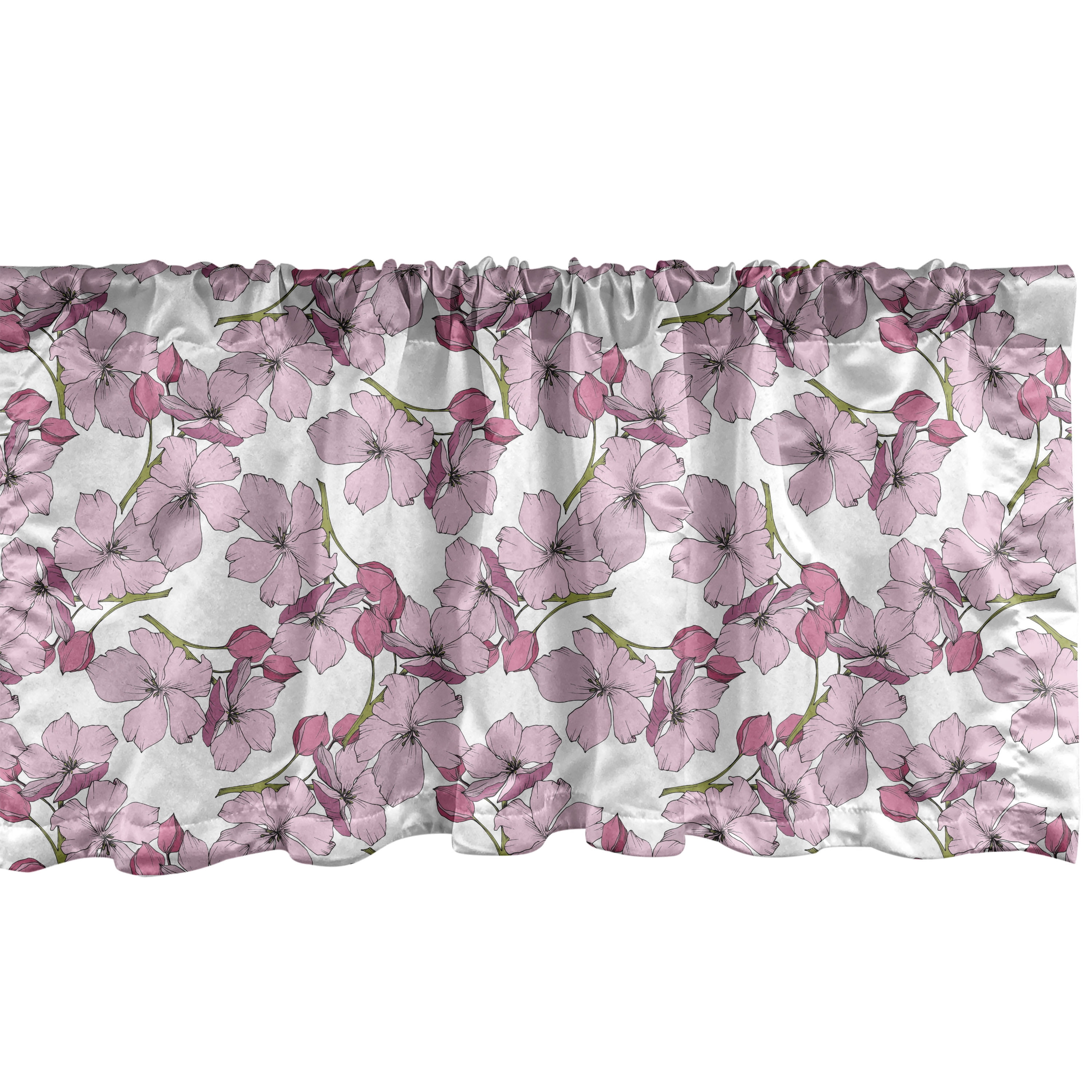 Ambesonne Pink Floral Window Valance, Feminine Botanical Pattern ...