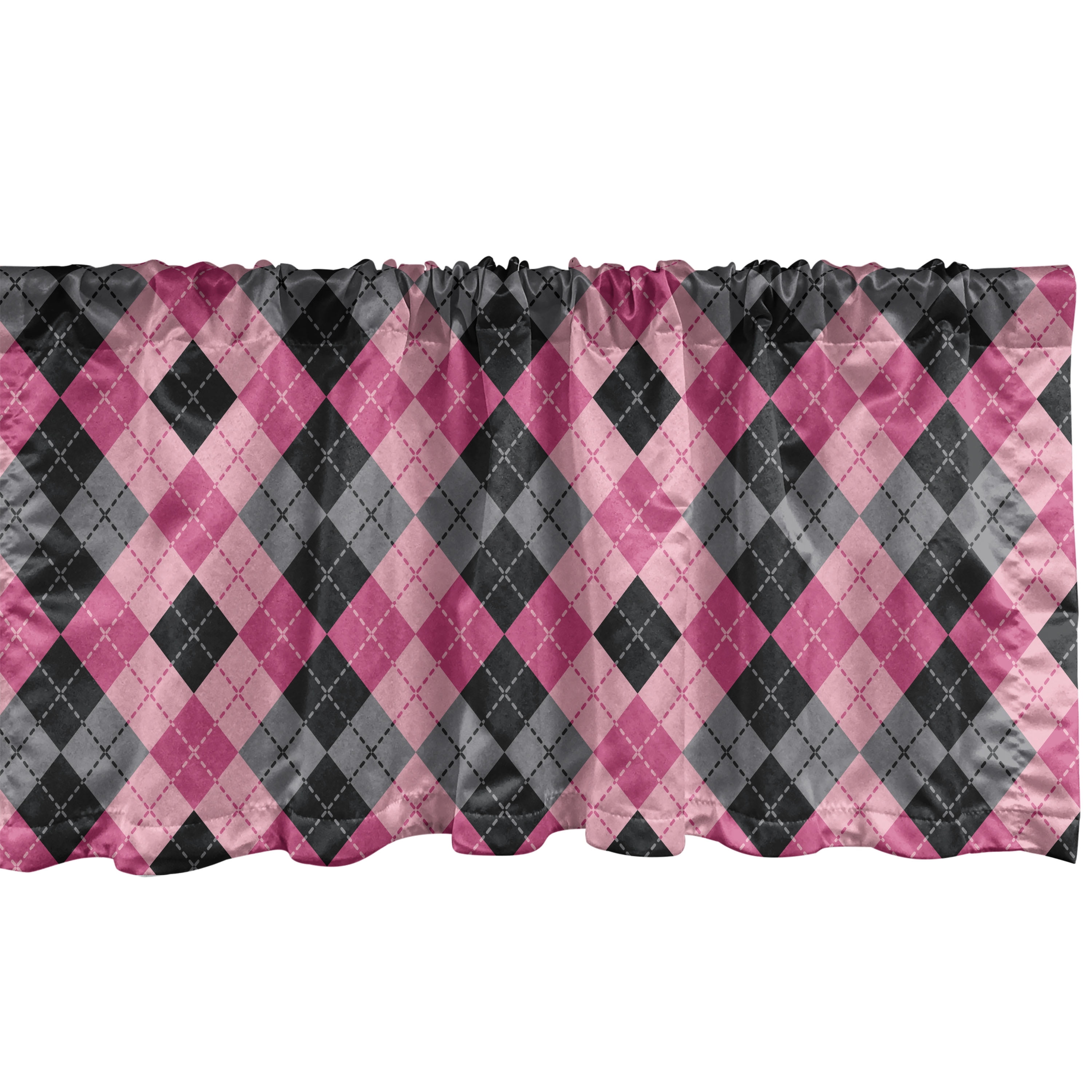 Ambesonne Pink Grey Window Valance, Diamonds and Lozenges, 54" X 12 ...