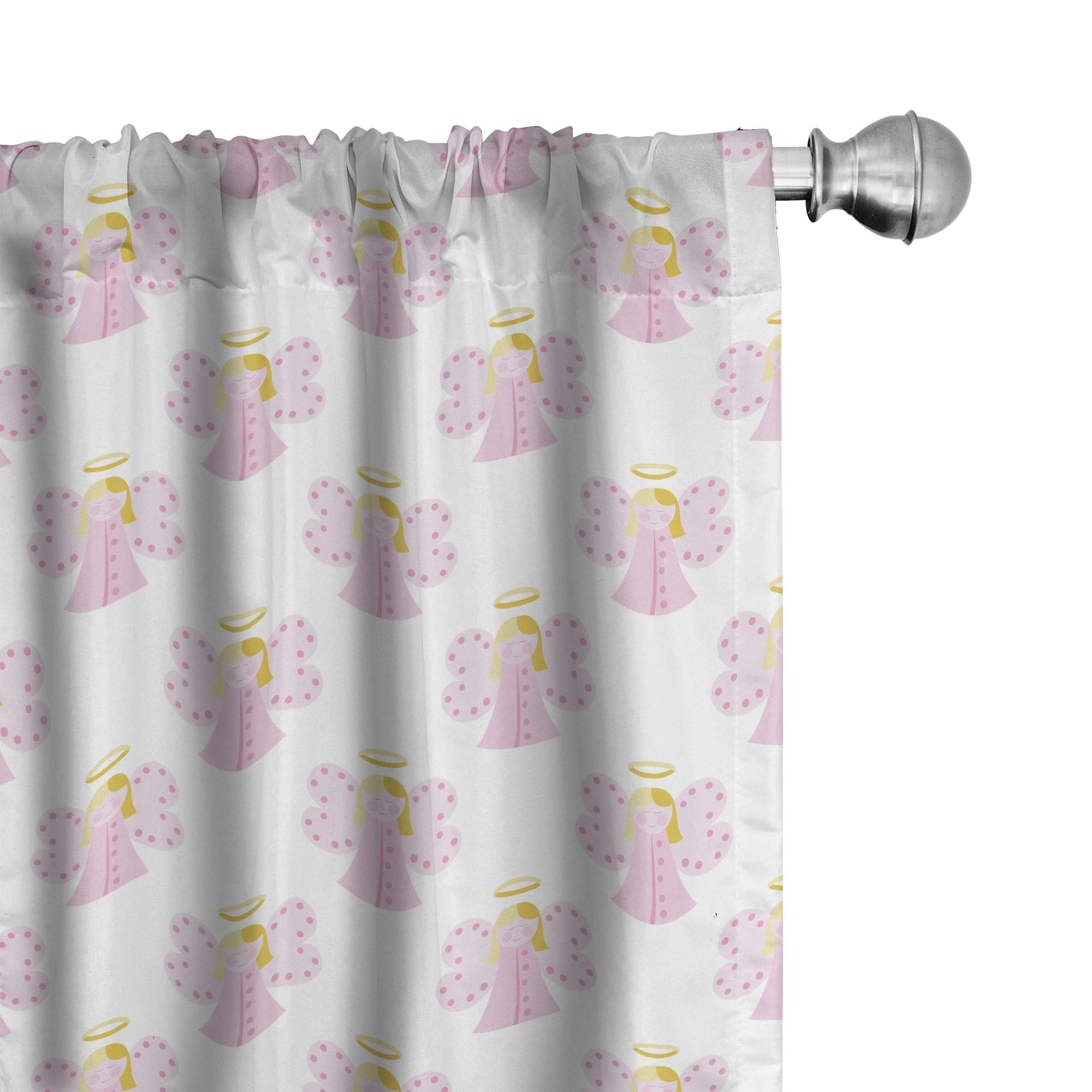 Ambesonne Pink Pattern Curtains, Pastel Color Character, Pair of 28"x95 ...
