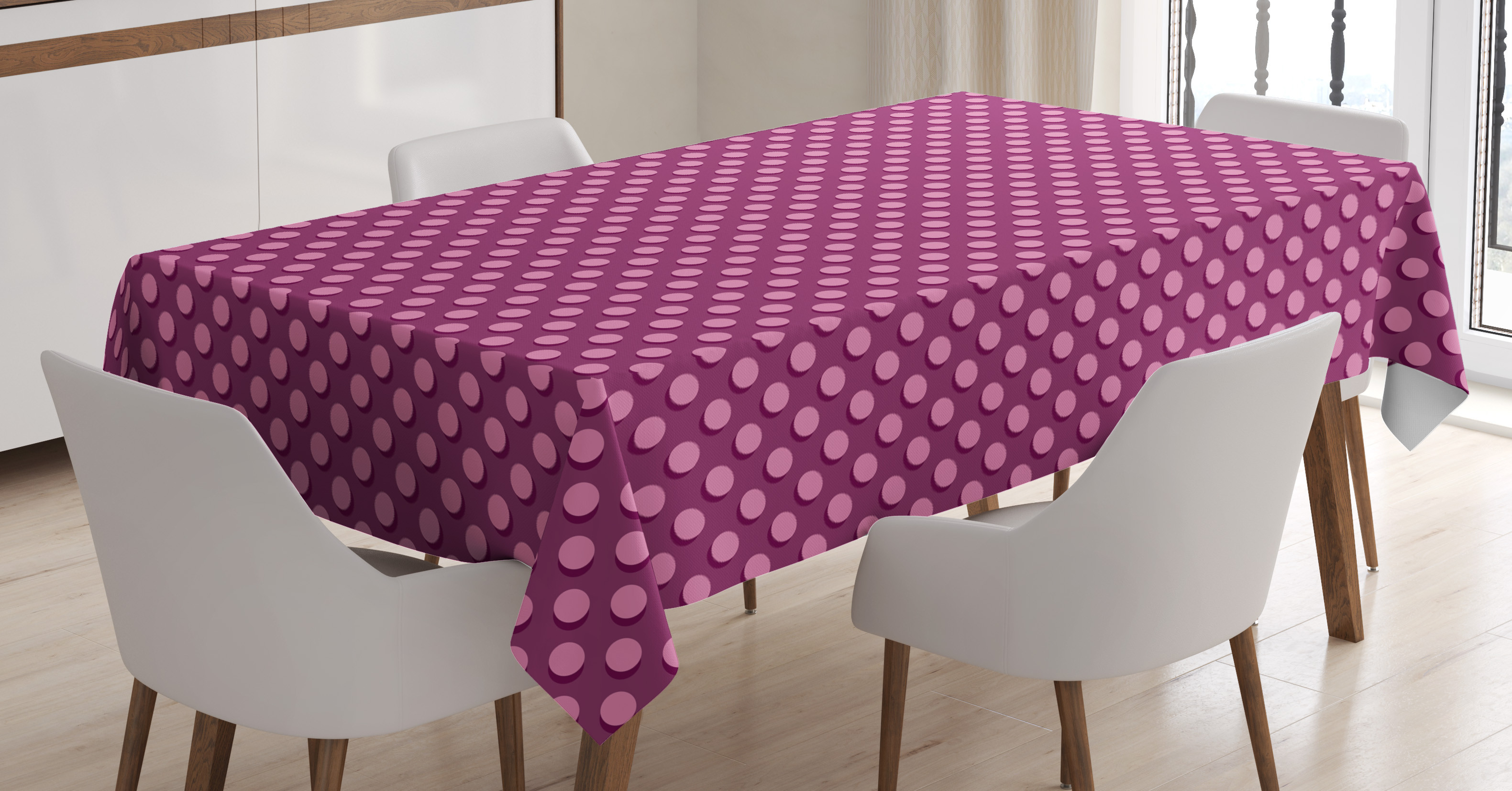 Ambesonne Pink Polka Dots Tablecloth Rectangular Table Cover, Fashion ...