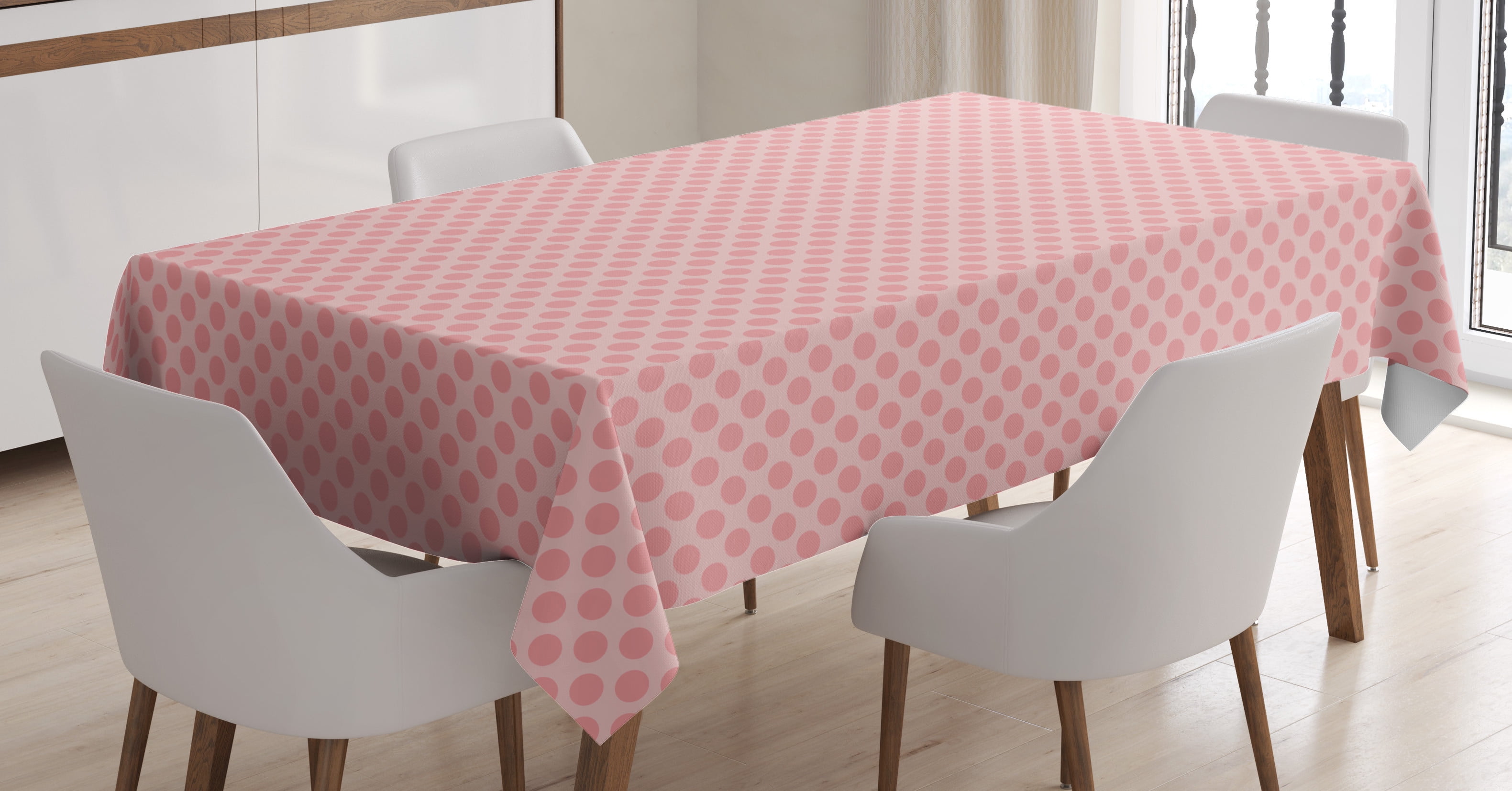 Ambesonne Pink Polka Dots Tablecloth Rectangular Table Cover, Spots ...