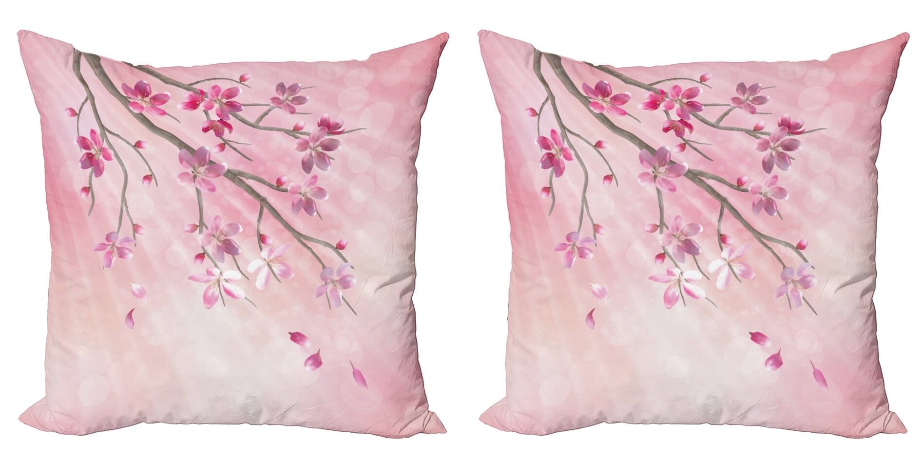 Ambesonne Pink Throw Pillow Cover 2 Pack, Tree Branch with Flowers, 20 ...