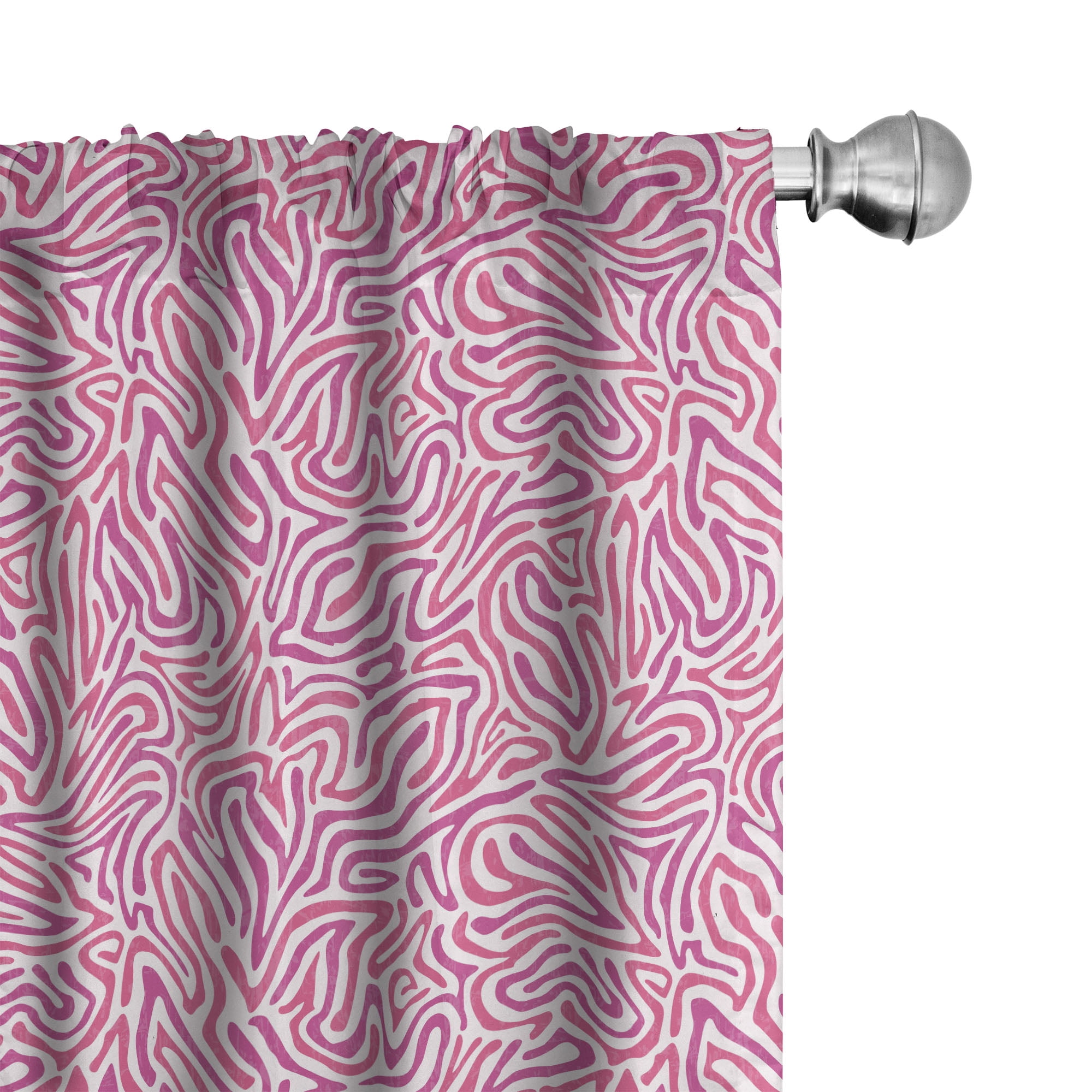 Ambesonne Pink Zebra Curtains, Curvy Lines Funky, Pair of 28"x84 ...