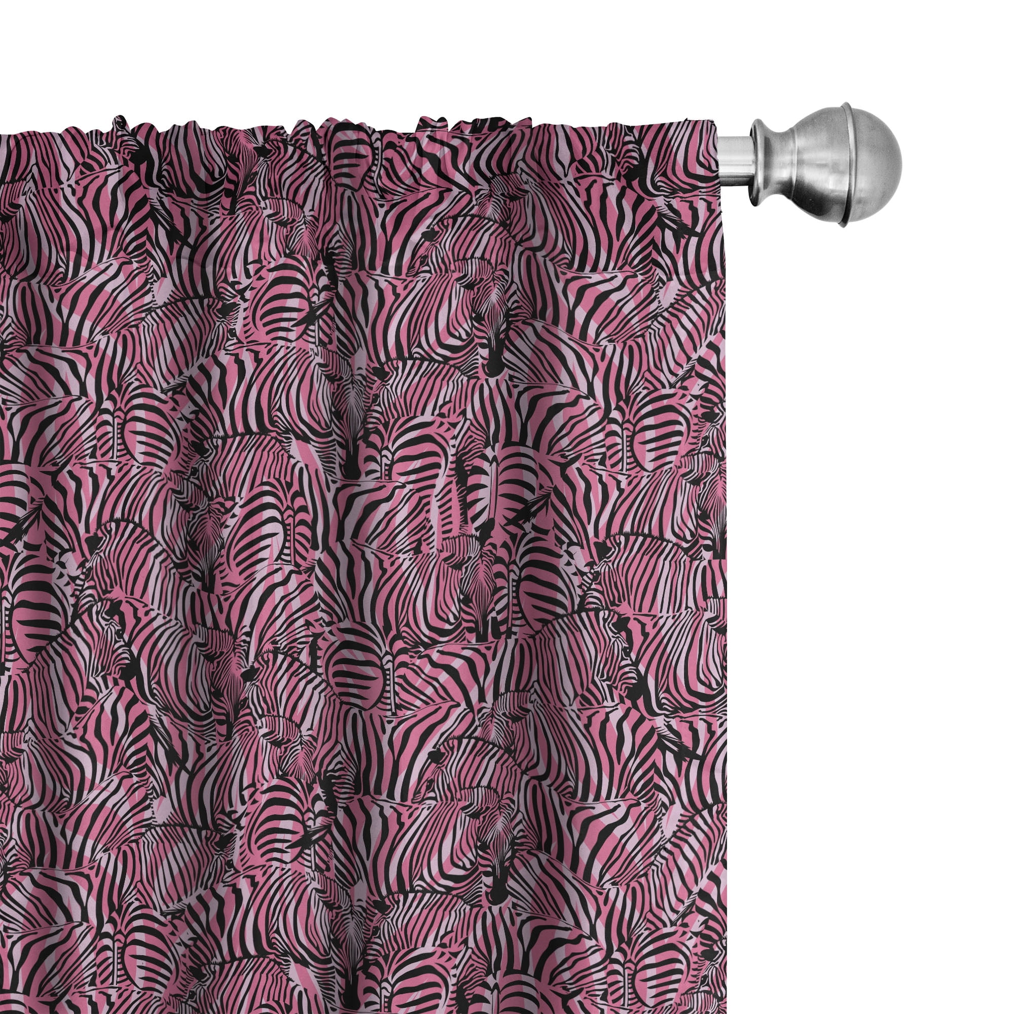 Ambesonne Pink Zebra Curtains, Savannah Art Pattern, Pair of 28"x84 ...