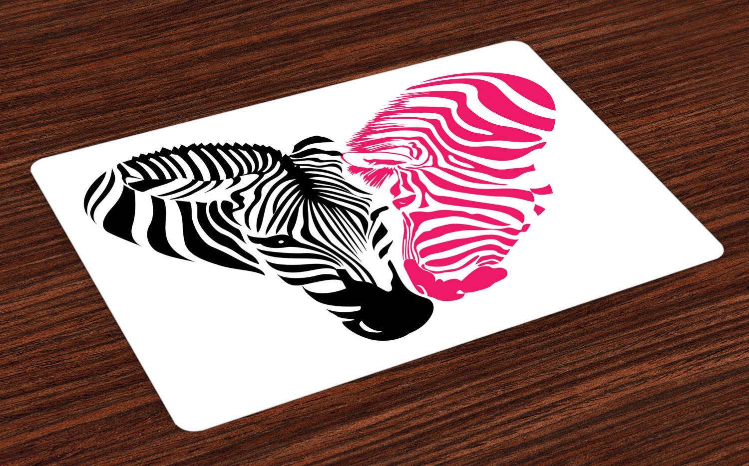 Ambesonne Pink Zebra Place Mats Set of 4, Couple Love, Standard Size ...