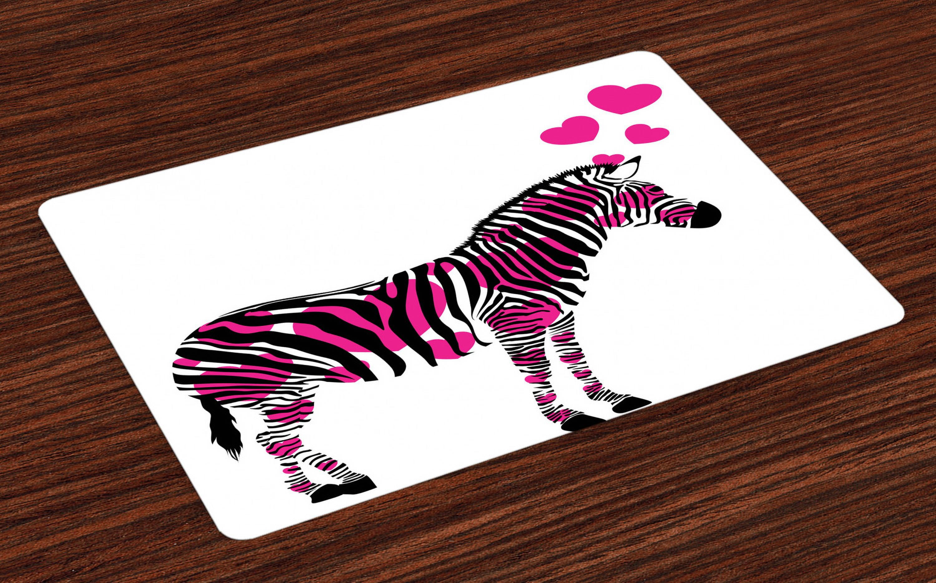 Ambesonne Pink Zebra Place Mats Set of 4, Romantic Animal, Standard ...